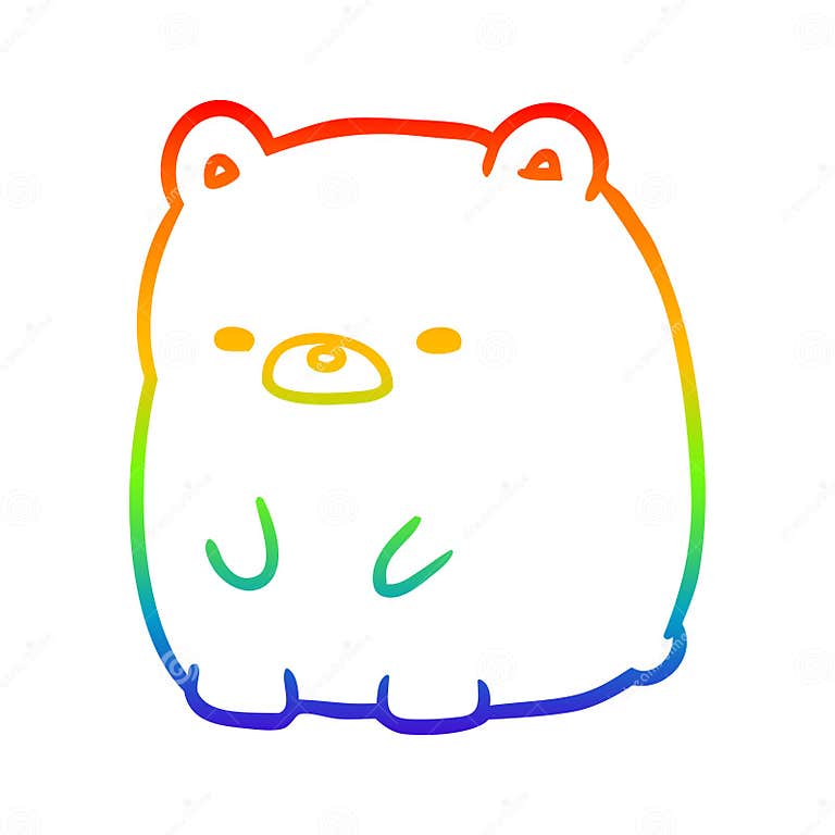 A Creative Rainbow Gradient Line Drawing Cute Sad Bear Stock Vector ...
