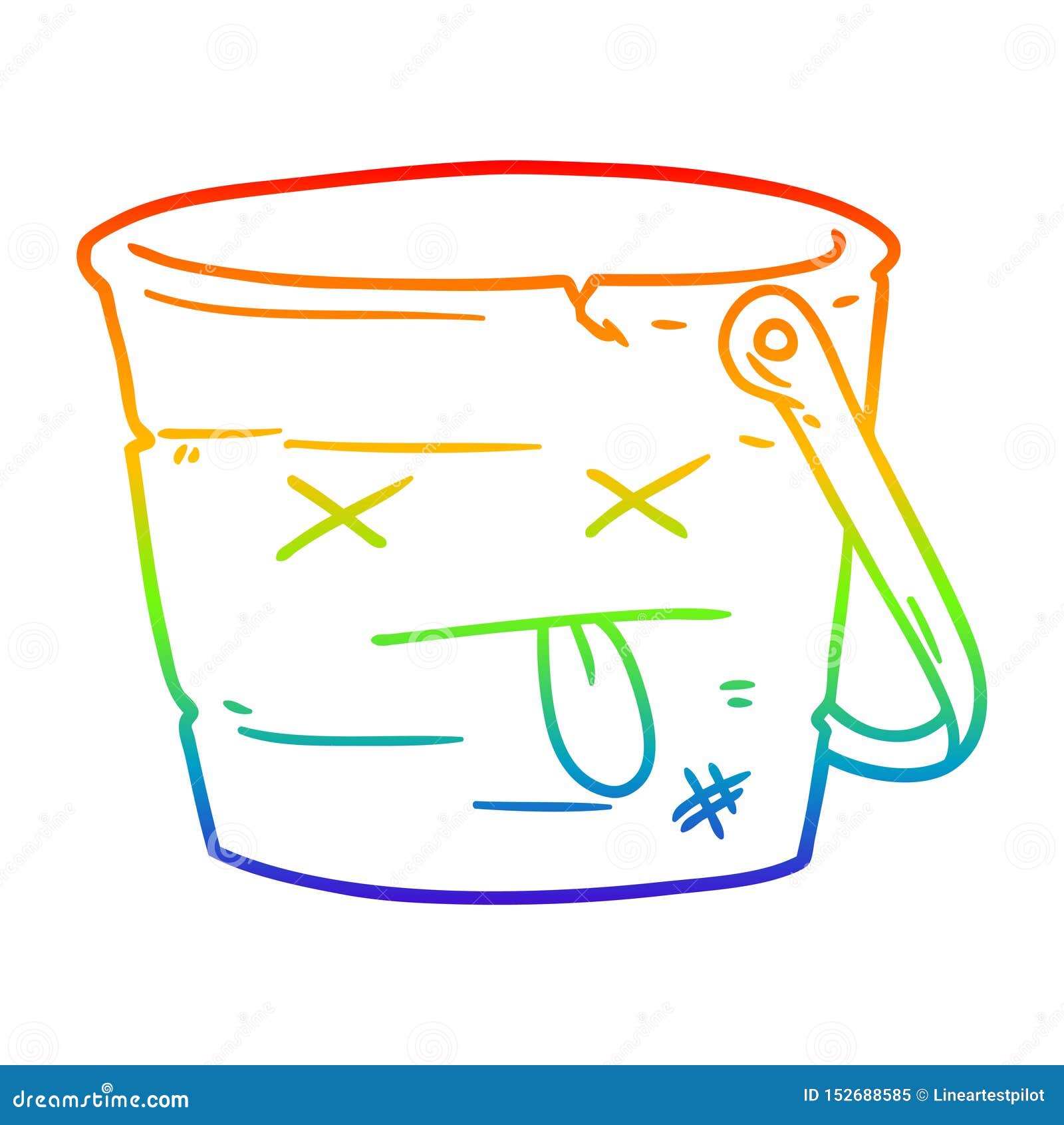 A Creative Rainbow Gradient Line Drawing Kicked the Bucket Cartoon ...