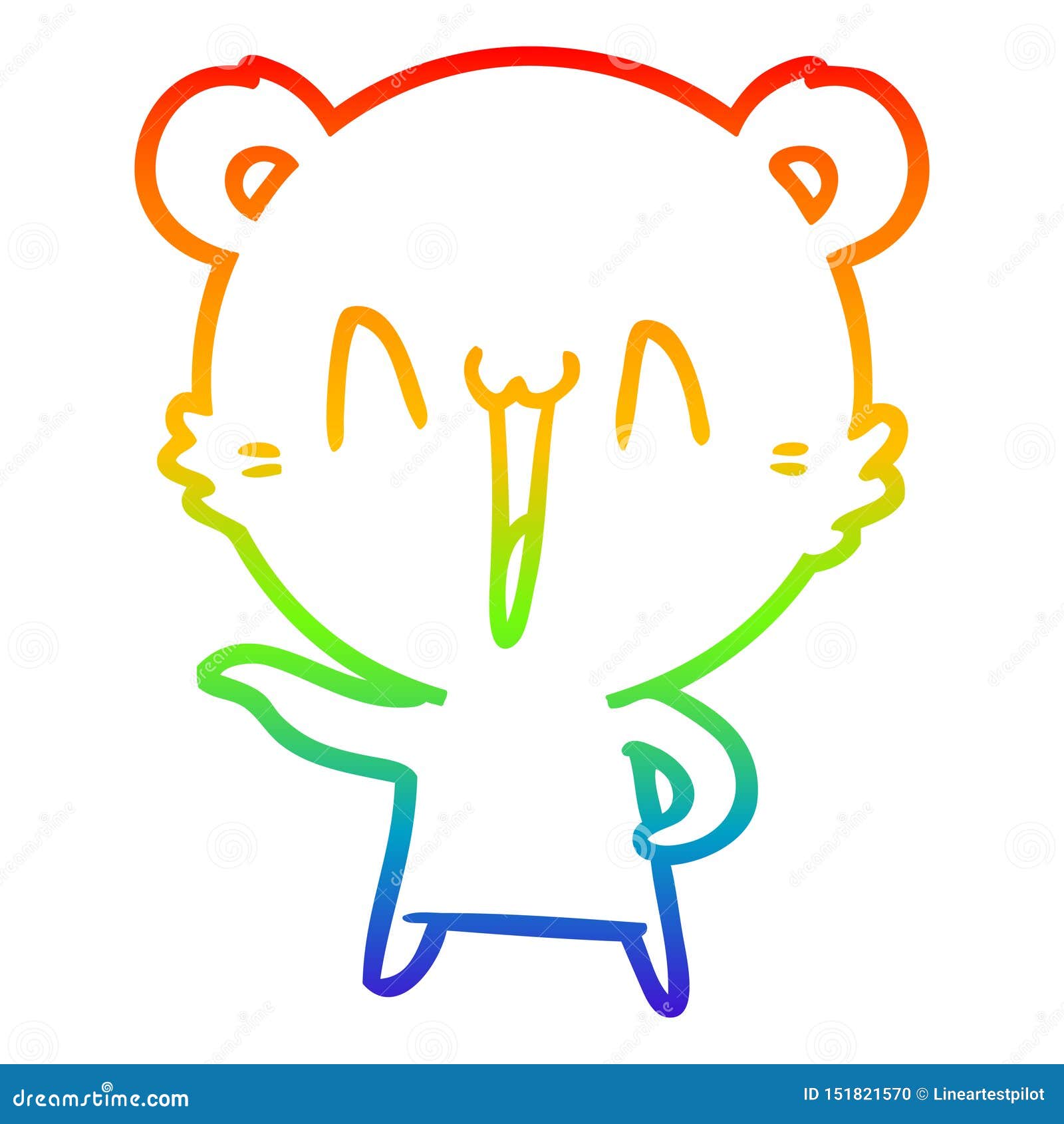 A Creative Rainbow Gradient Line Drawing Laughing Polar Bear Cartoon ...