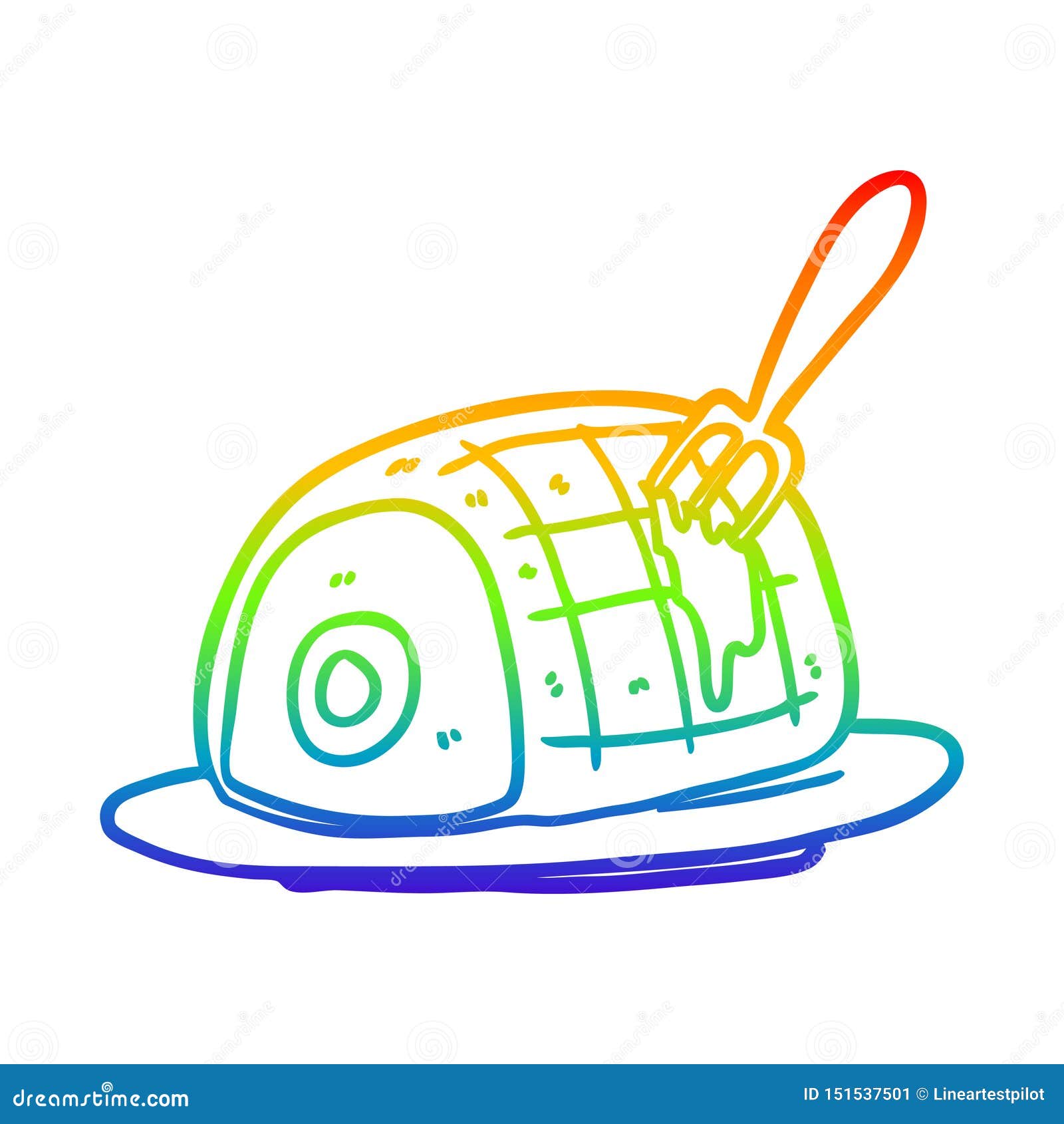 A Creative Rainbow Gradient Line Drawing Plate of Cooked Beef Stock ...