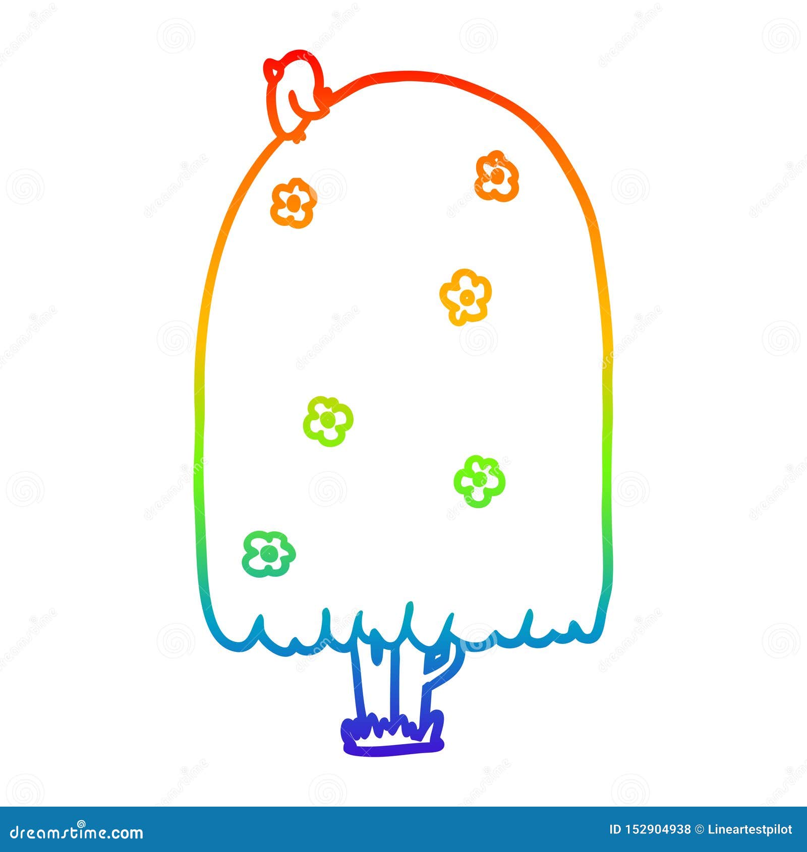 A Creative Rainbow Gradient Line Drawing Tall Tree Stock Vector ...