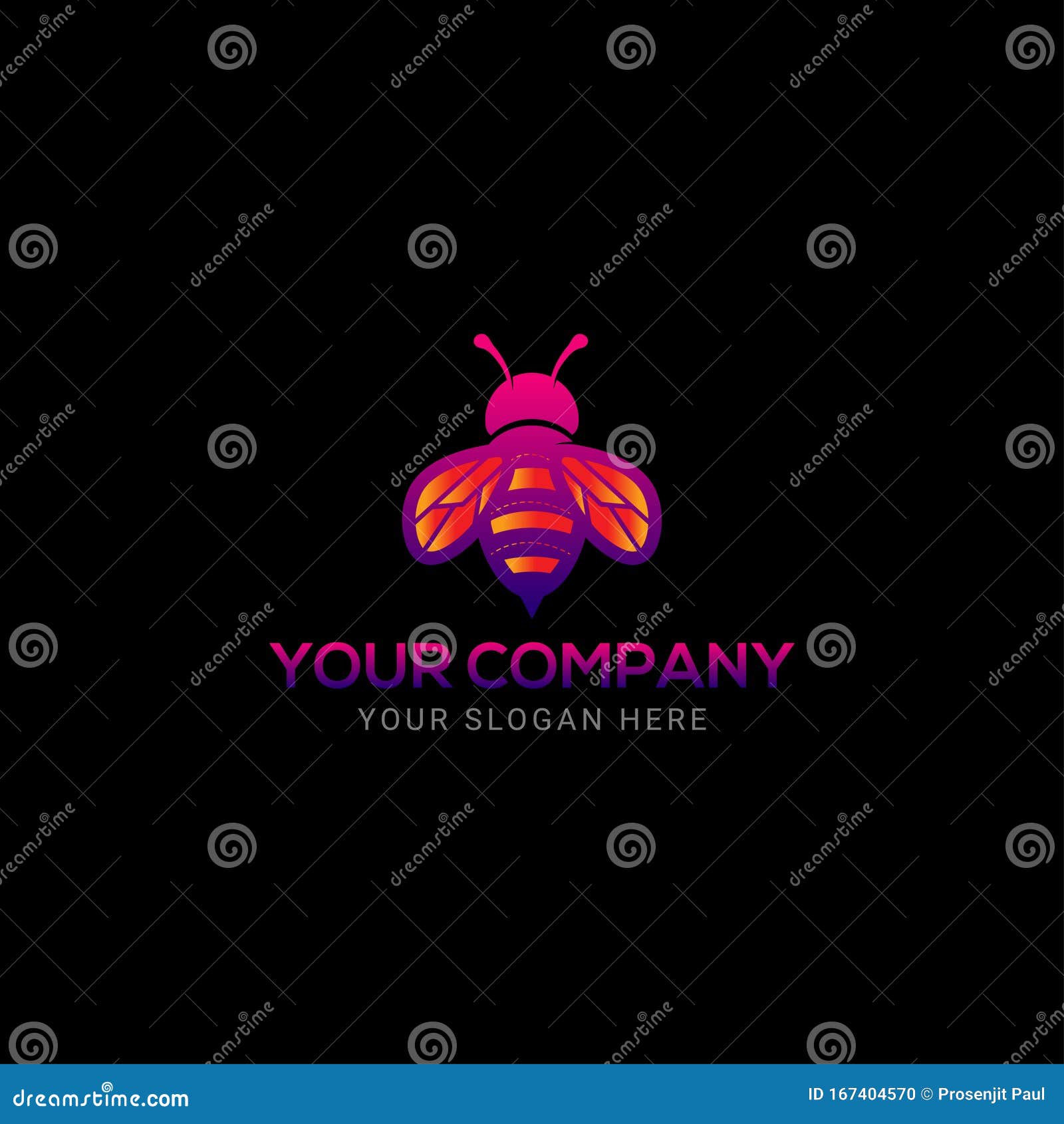 Creative Realistic Colorful Bee Logo Vector Stock Vector - Illustration ...