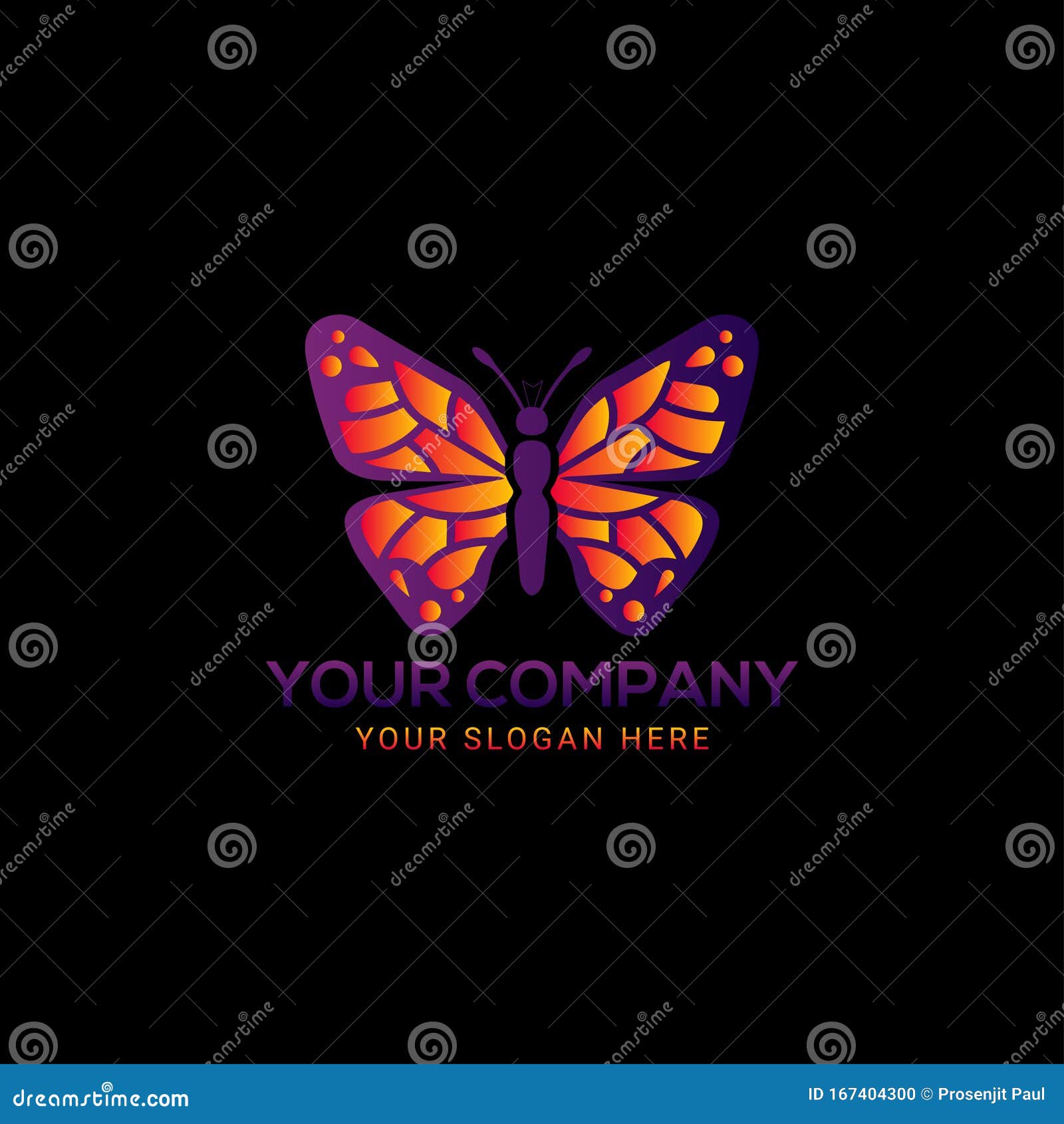 Creative Realistic Colorful Butterfly Logo Design Stock Vector ...