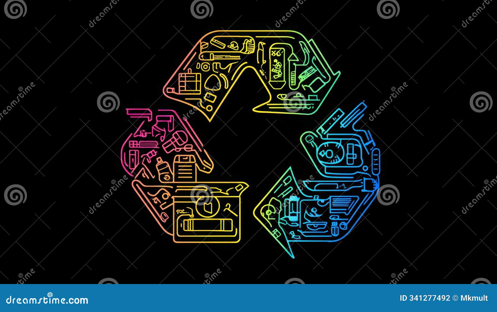 Creative Recycling Logo Design Featuring Various Recyclable Items with ...