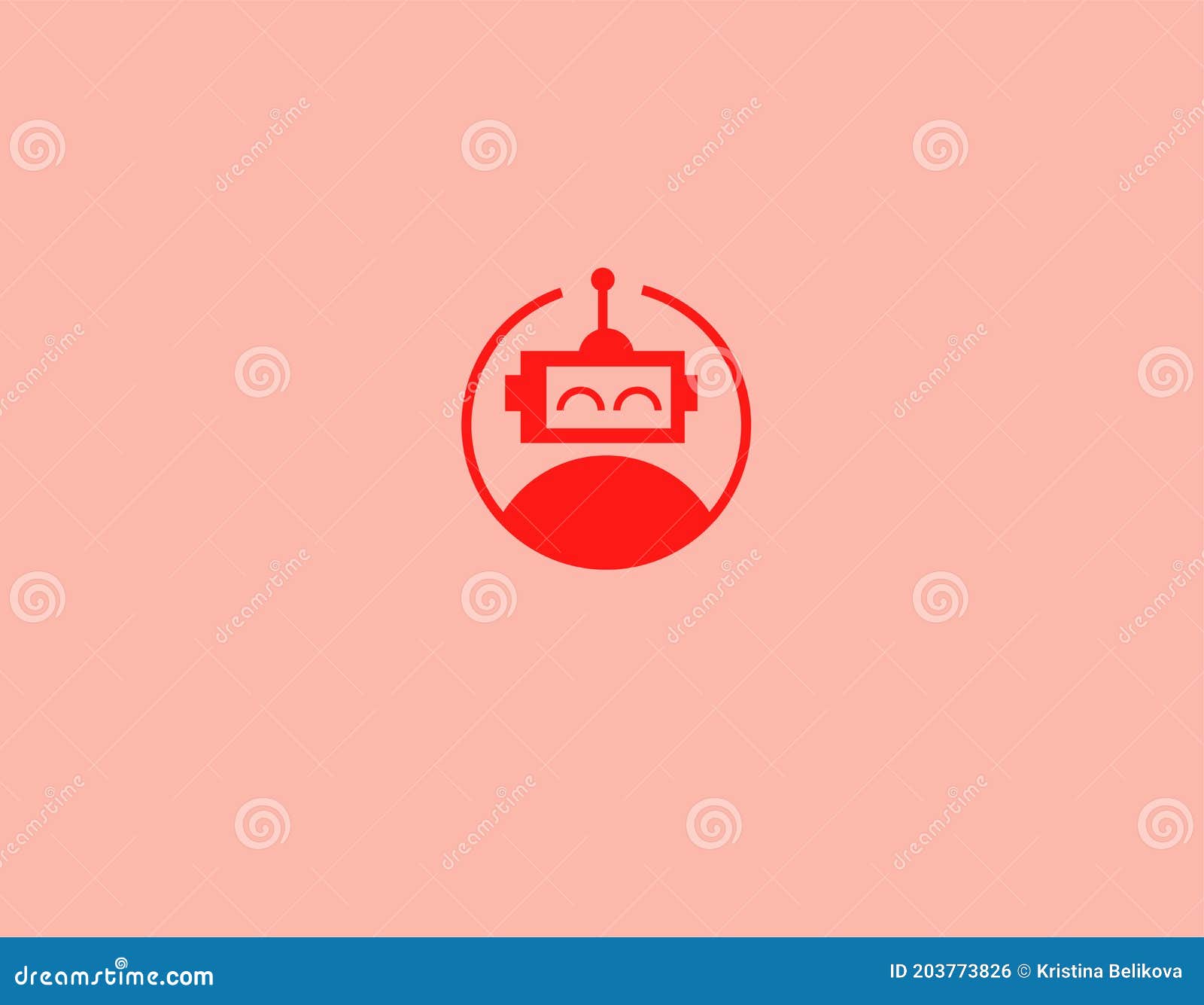 Red Geometric Abstract Logo Sign Robot in a Circle for Company Stock ...