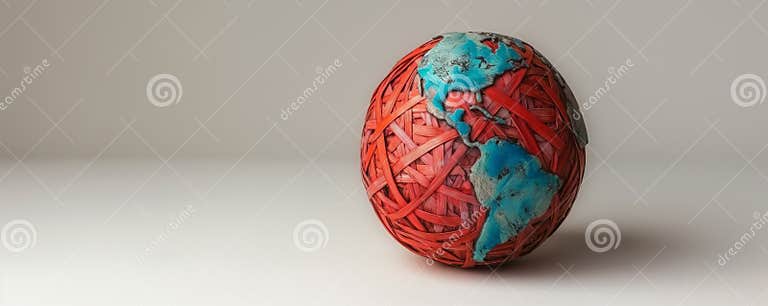 Creative Red Globe with Structural Cutouts Stock Photo - Image of ...