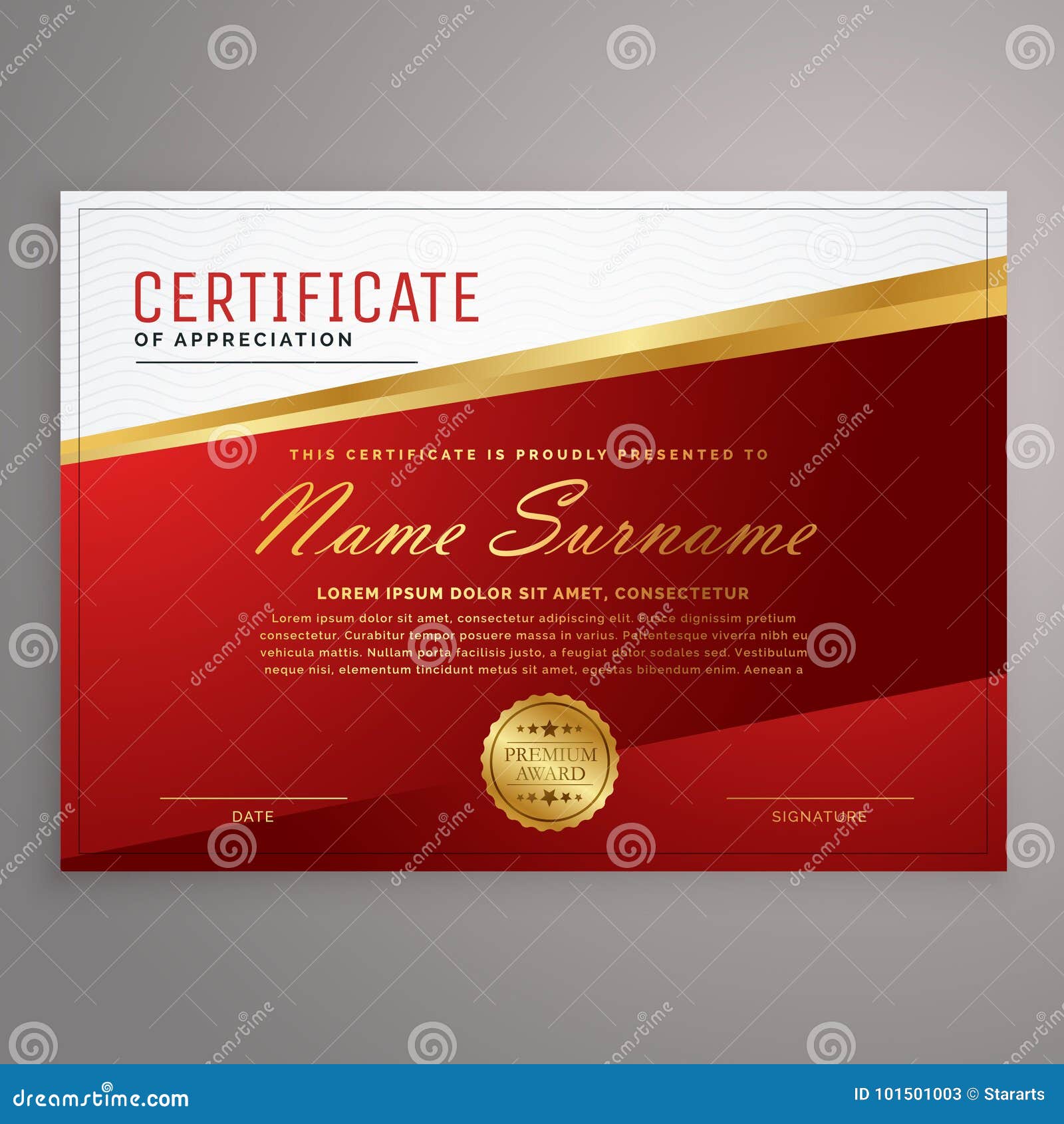 Creative Red and Golden Certificate Design Template Stock Vector ...