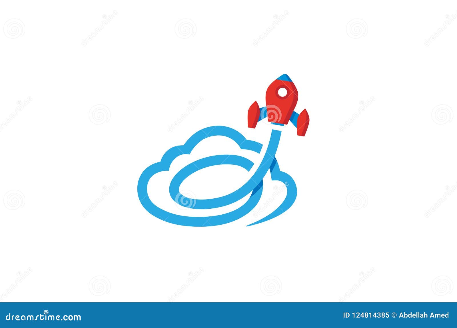 Creative Red Rocket Blue Cloud Logo Stock Vector - Illustration of ...