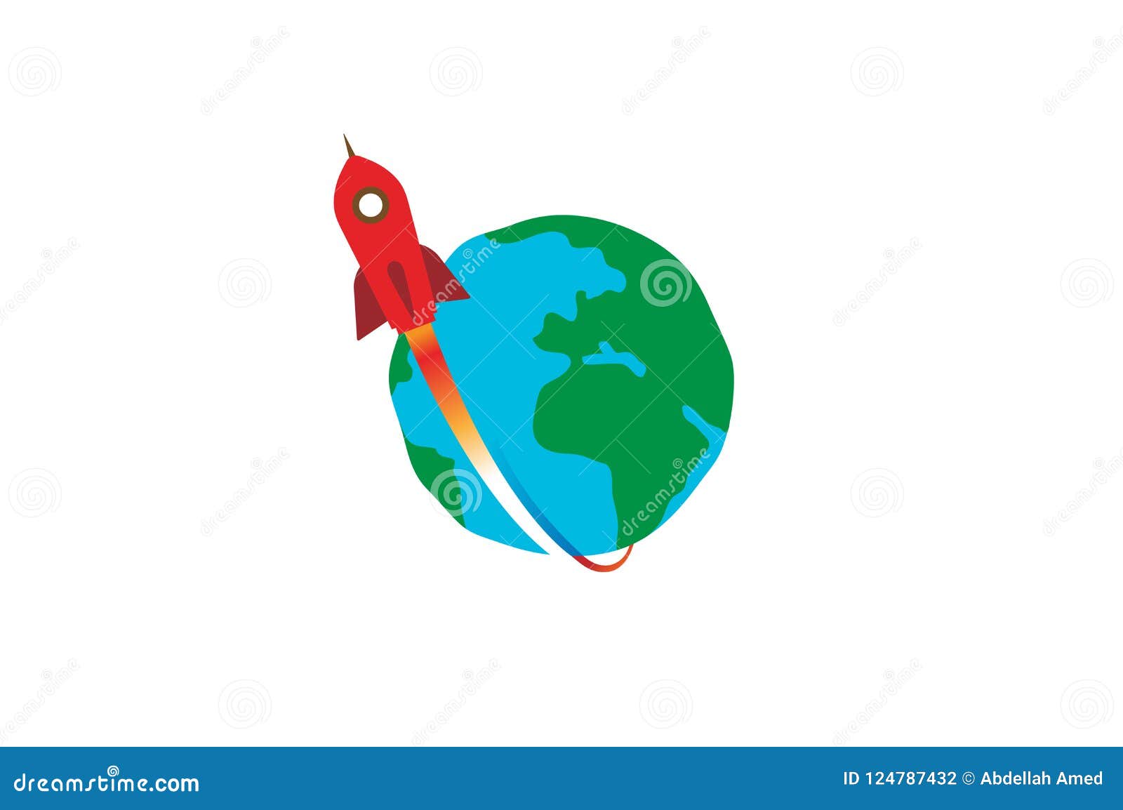 Creative Red Rocket Planet Earth Logo Stock Vector - Illustration of ...