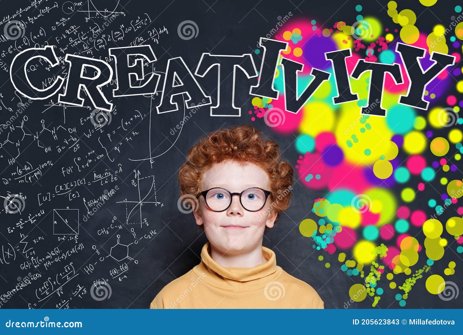 Creative Redhead Kid in Glasses, Creativity Concept Stock Image - Image ...