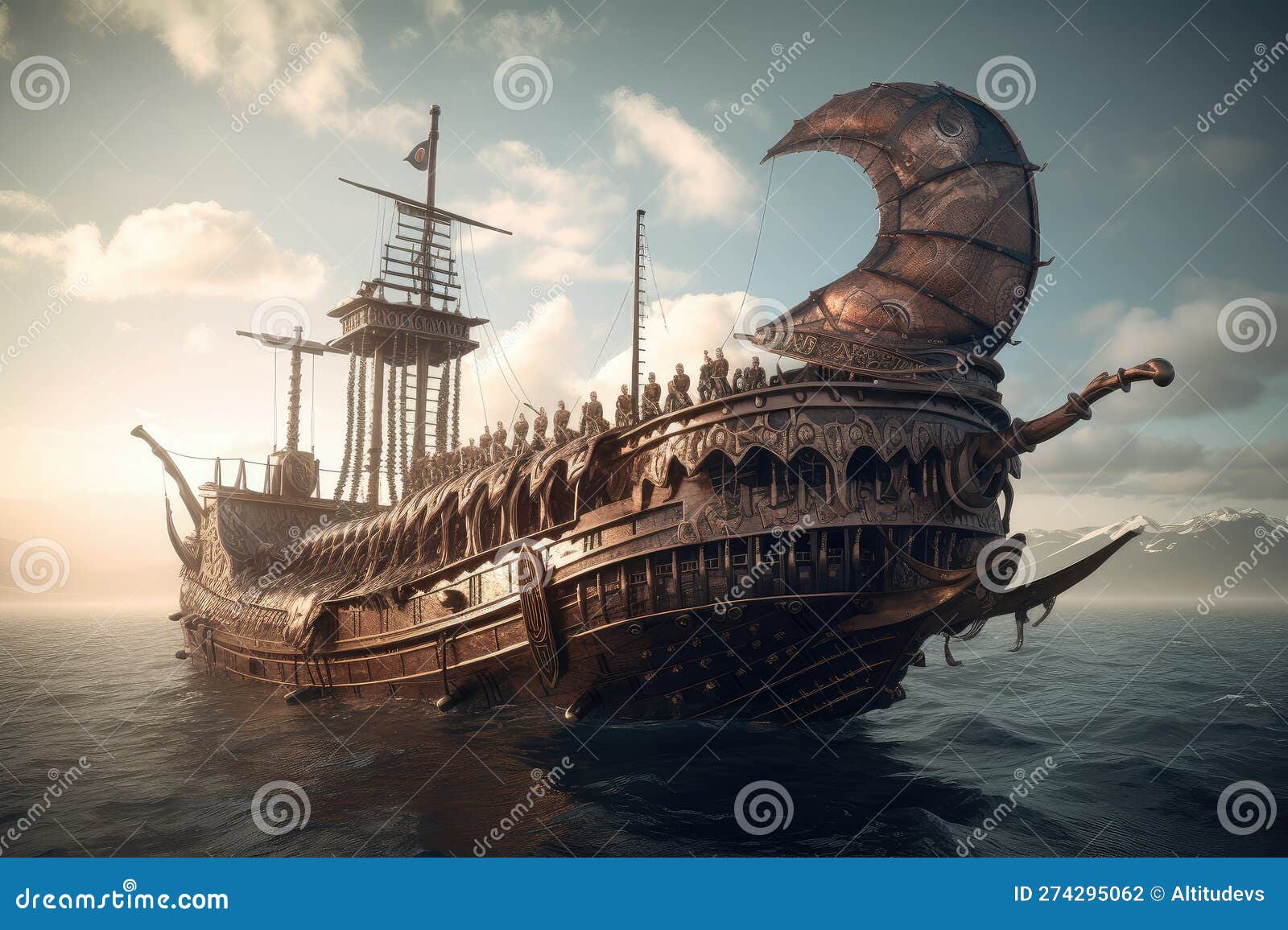 Creative Reimagining of Viking Ship, with Steampunk-inspired Design and ...