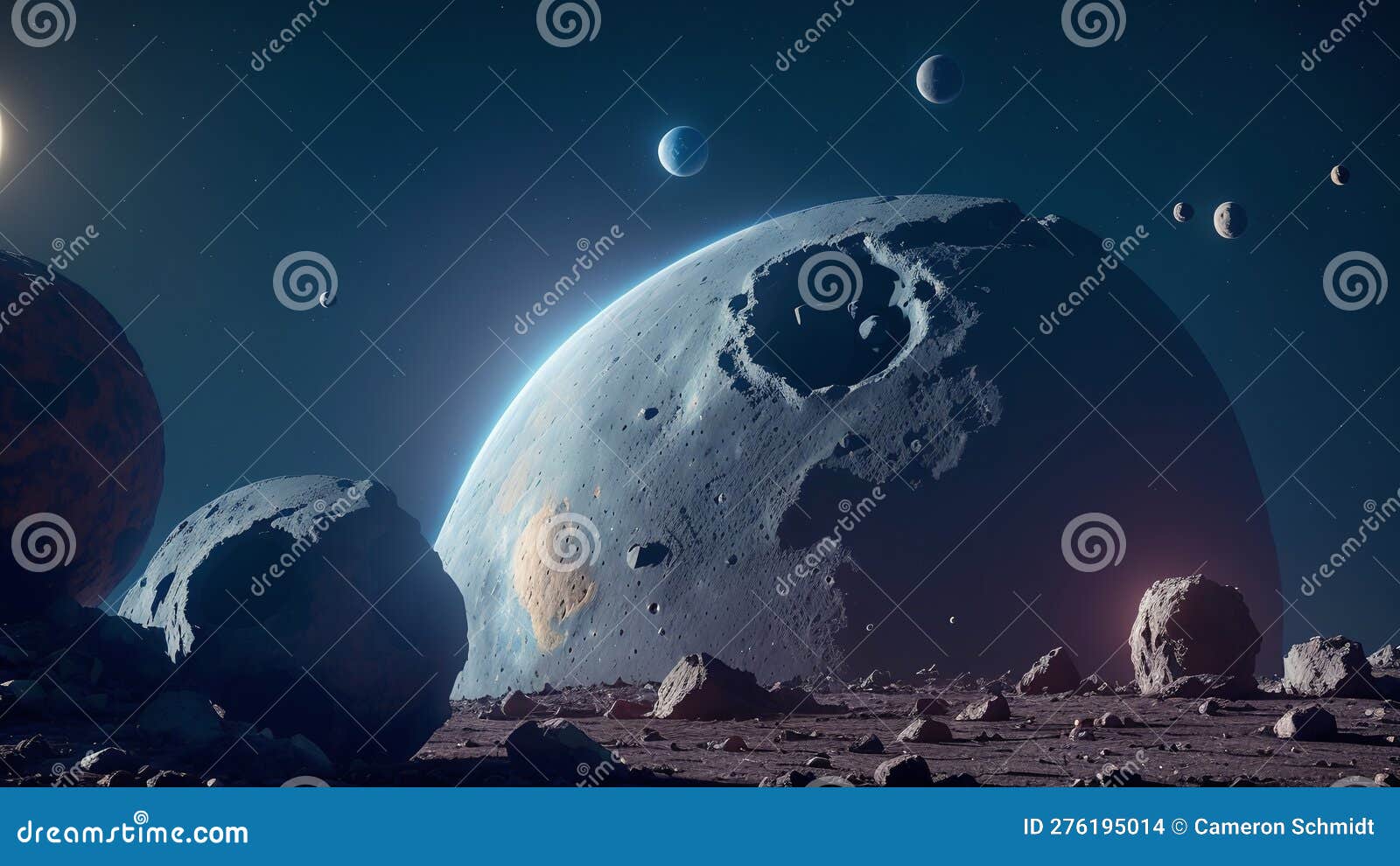 A Creative Rendering of a Planet with a Moon and a Few Planets AI ...