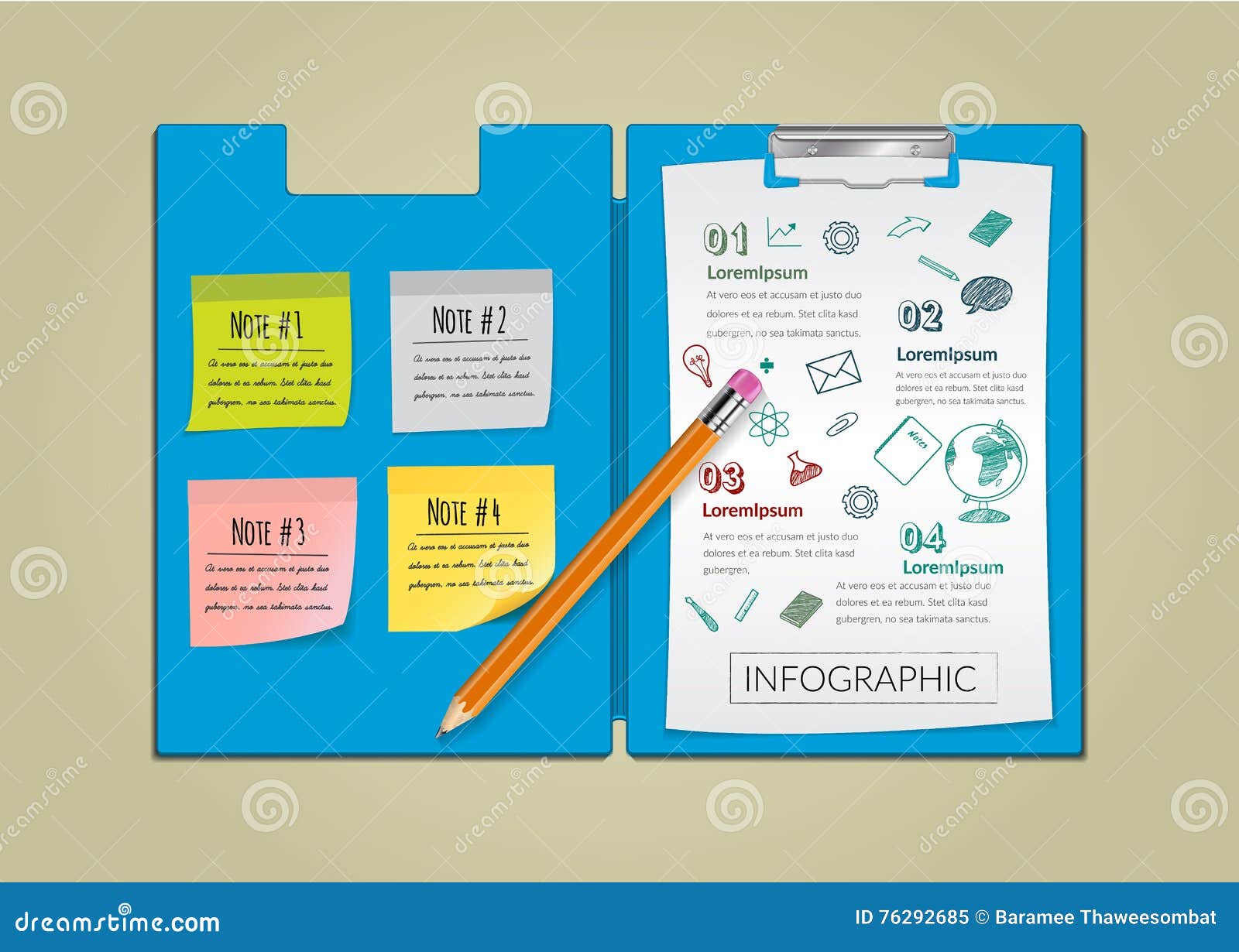 Creative Report on Notepaper Infographic. Stock Vector - Illustration ...