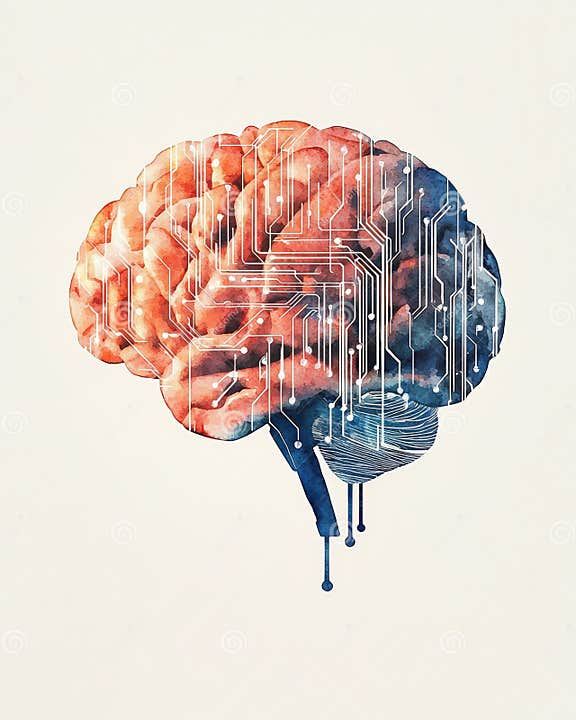 A Creative Representation of a Brain Fused with Technology Symbolizing ...