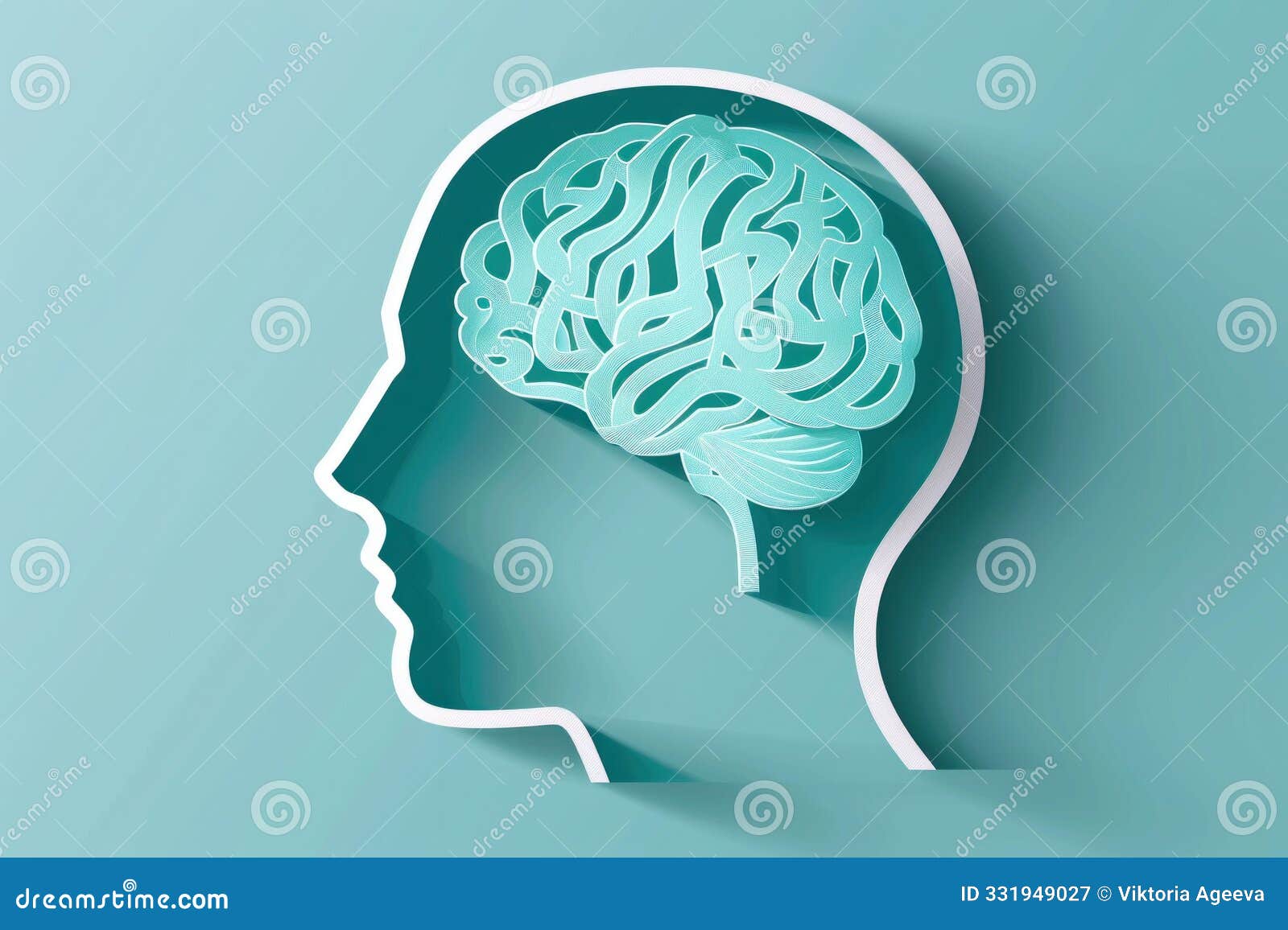 Abstract Illustration of a Human Head Silhouette with a Brain Design ...