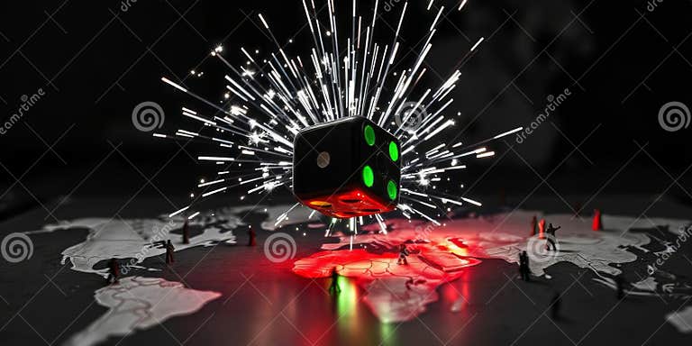 Creative Representation of Dice Exploding Above a World Map ...