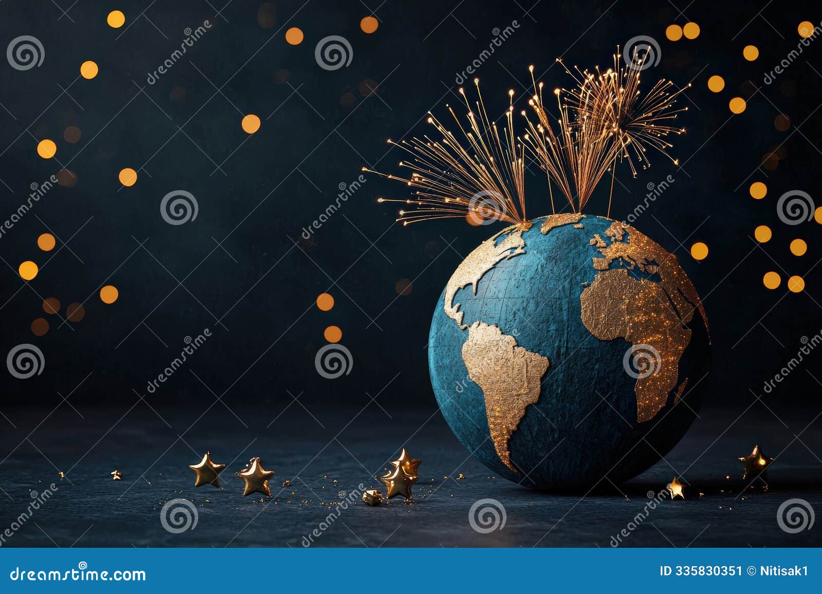 A Creative Representation of Earth Adorned with Golden Sparkles and ...