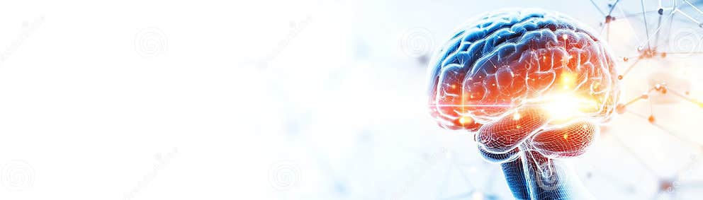 Creative Representation of Human Brain with Light Effects, Symbolizing ...