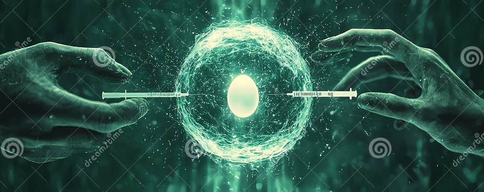 Stylized Illustration of IVF Process with Hands and Egg, Symbolizing ...