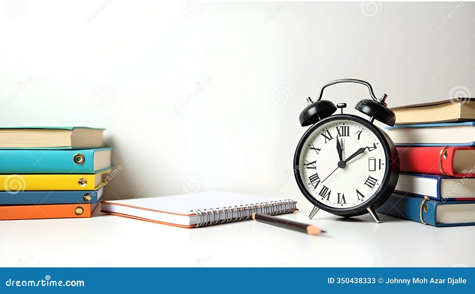 Time Management with a School Clock, Notebooks, and Pencils Stock ...