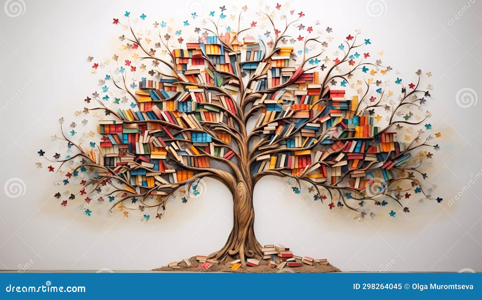 A Creative Representation of a Tree Made from Books with Colorful ...