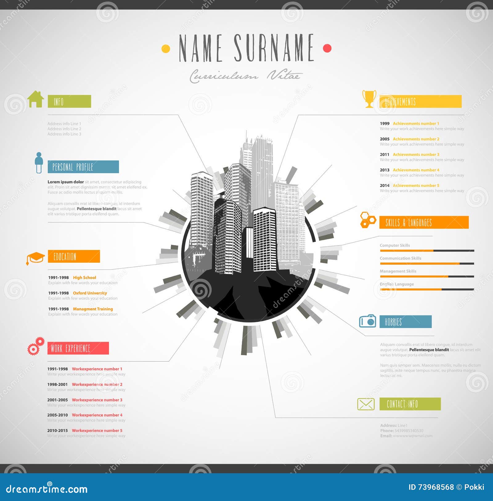 Creative Resume Template With Tiles. Vector Illustration ...