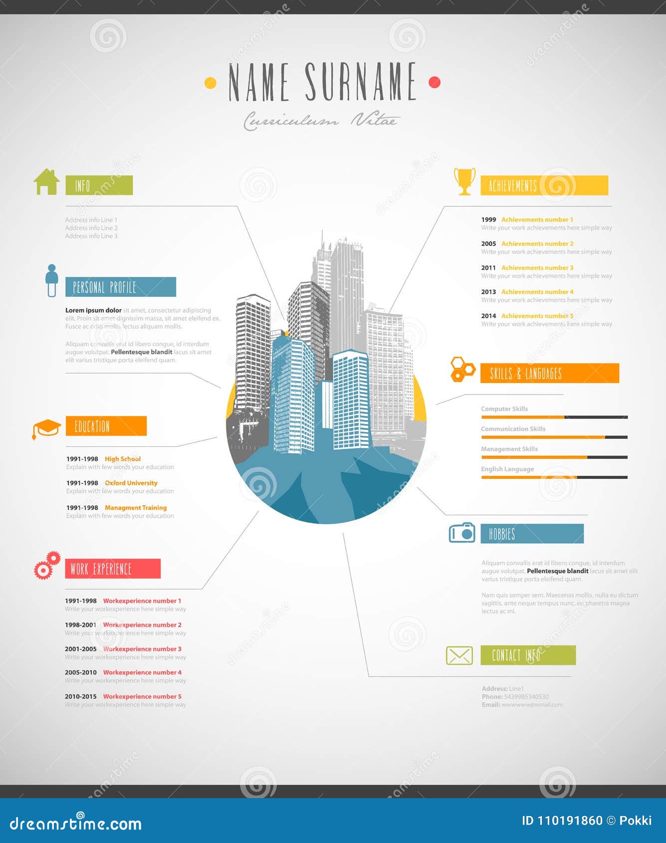 Creative Resume Template With Tiles. Vector Illustration ...