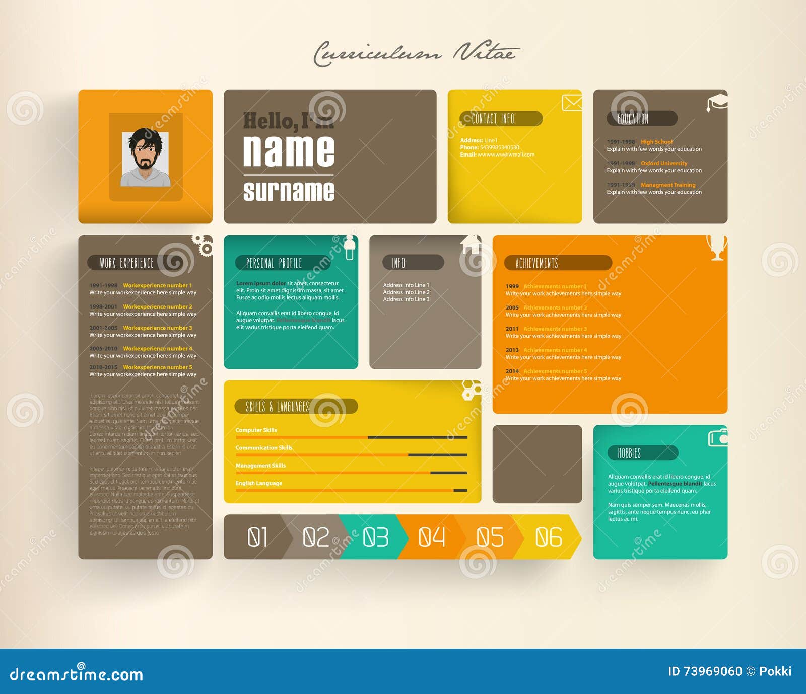 Creative Resume Template with Tiles. Stock Vector - Illustration of ...