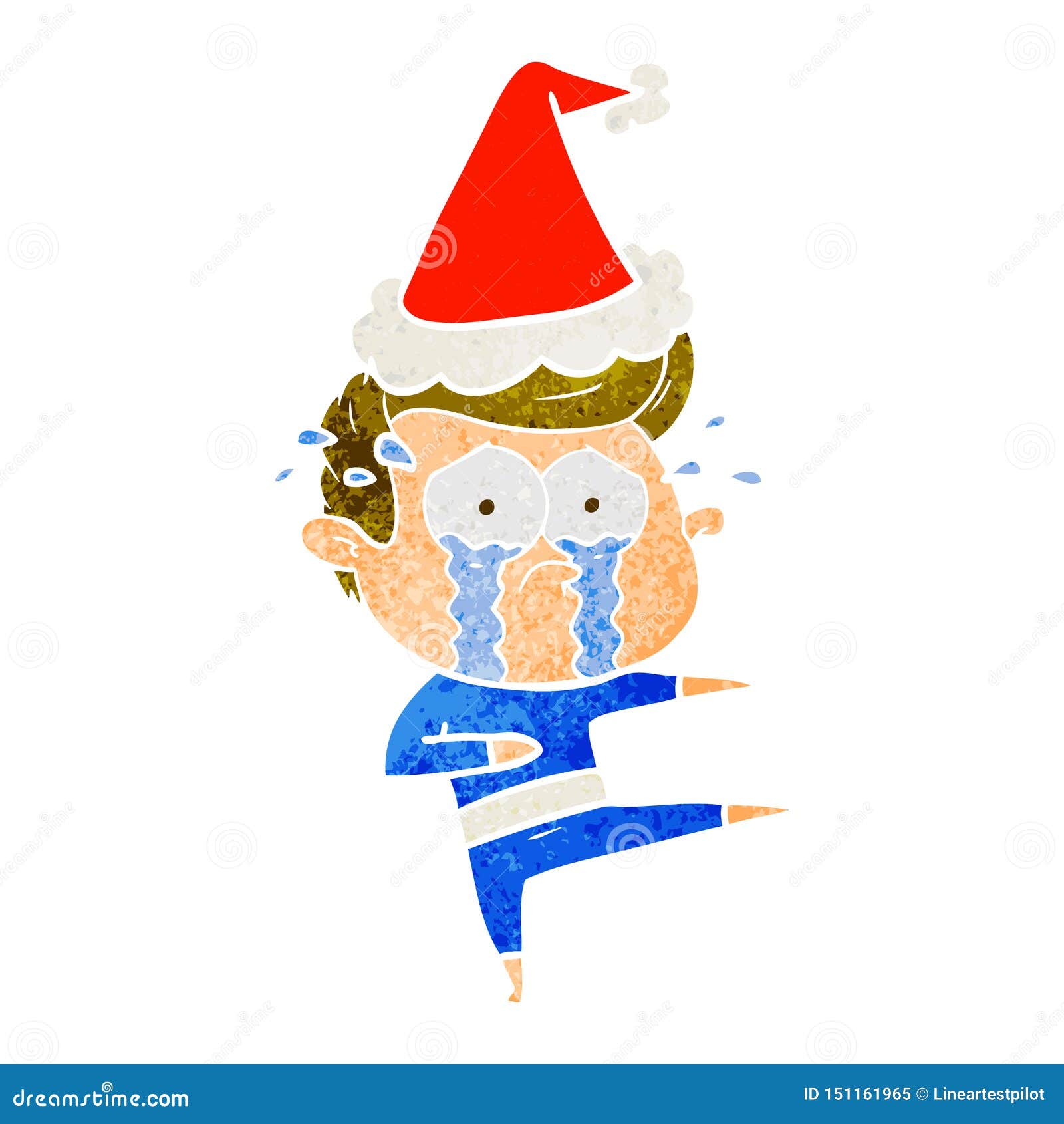 A Creative Retro Cartoon of a Crying Dancer Wearing Santa Hat Stock ...