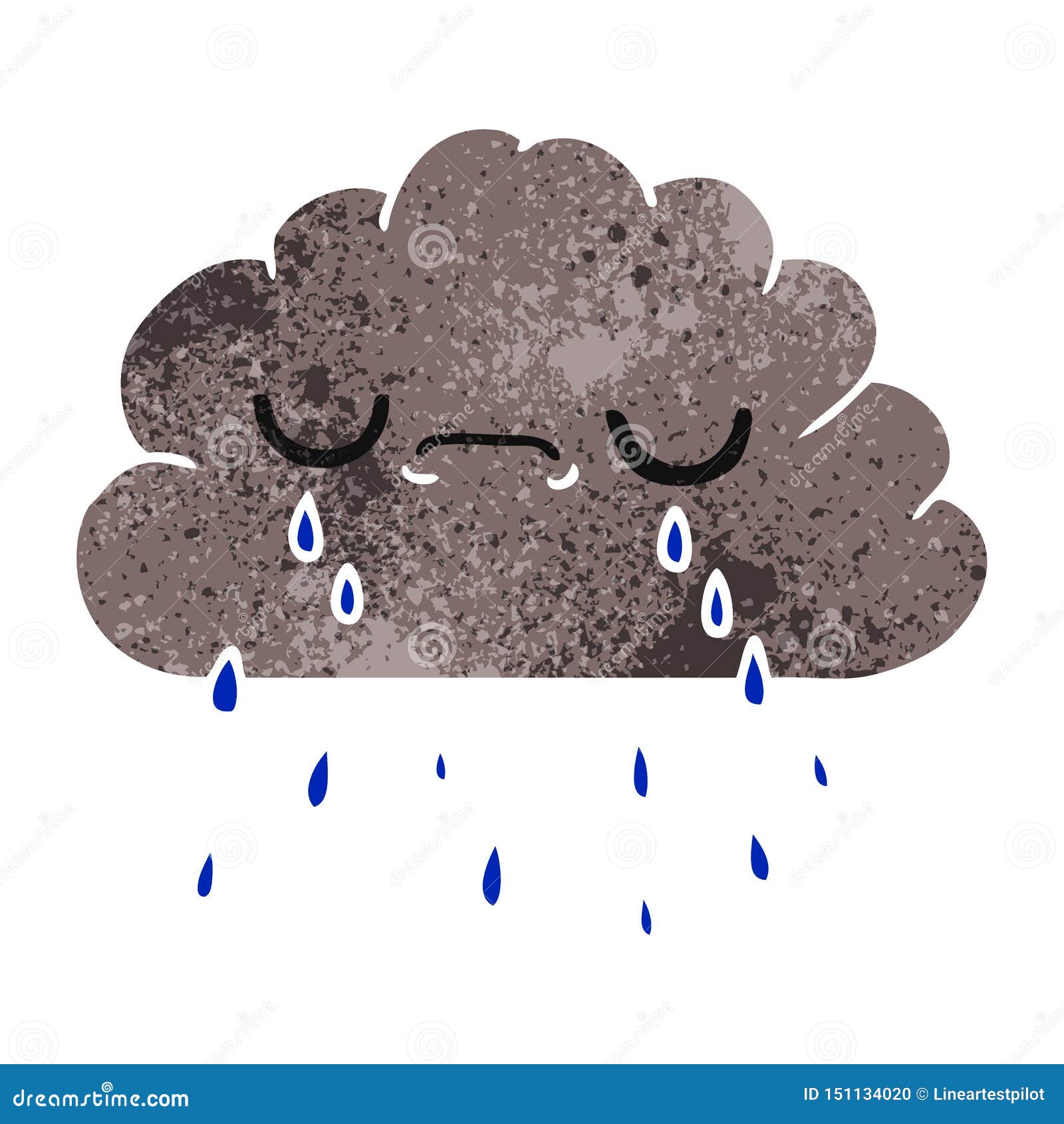 Crying Cloud. Sad Face Of Rainy Weather Stock Illustration ...