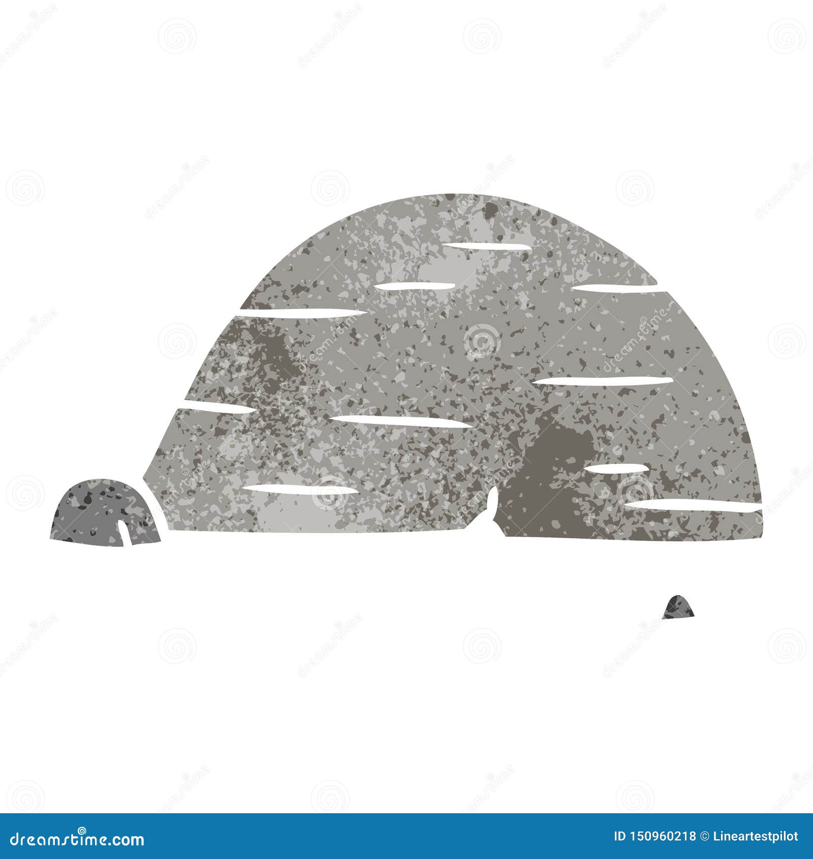 A Creative Retro Cartoon Doodle of Grey Stone Boulder Stock Vector ...