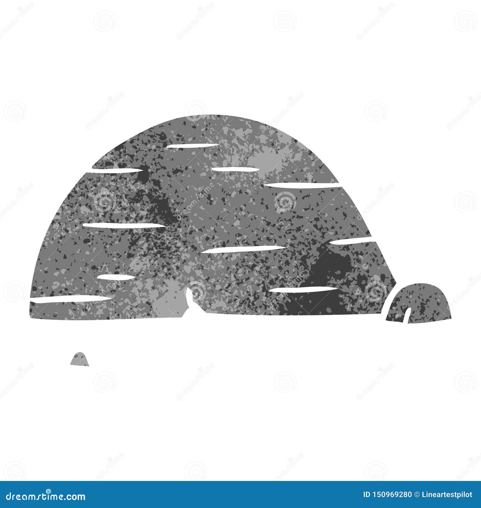 A Creative Retro Cartoon Doodle of Grey Stone Boulder Stock Vector ...