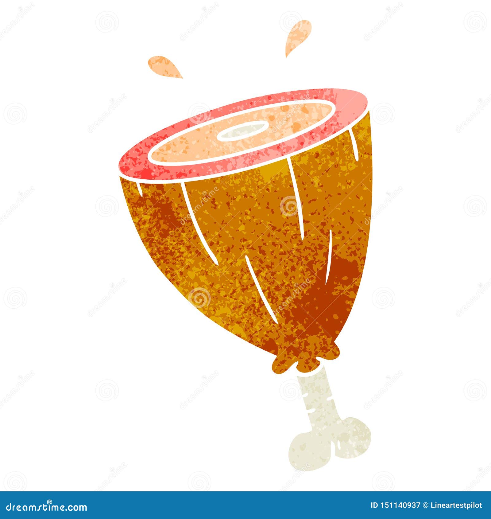 A Creative Retro Cartoon Doodle of a Joint of Ham Stock Vector ...