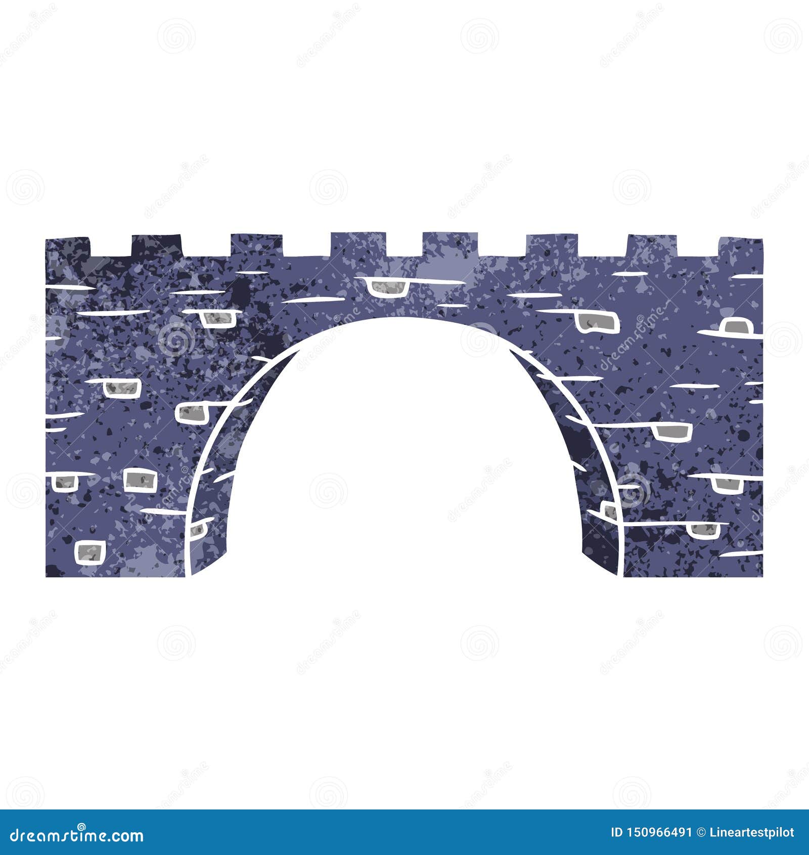 A Creative Retro Cartoon Doodle of a Stone Bridge Stock Vector ...