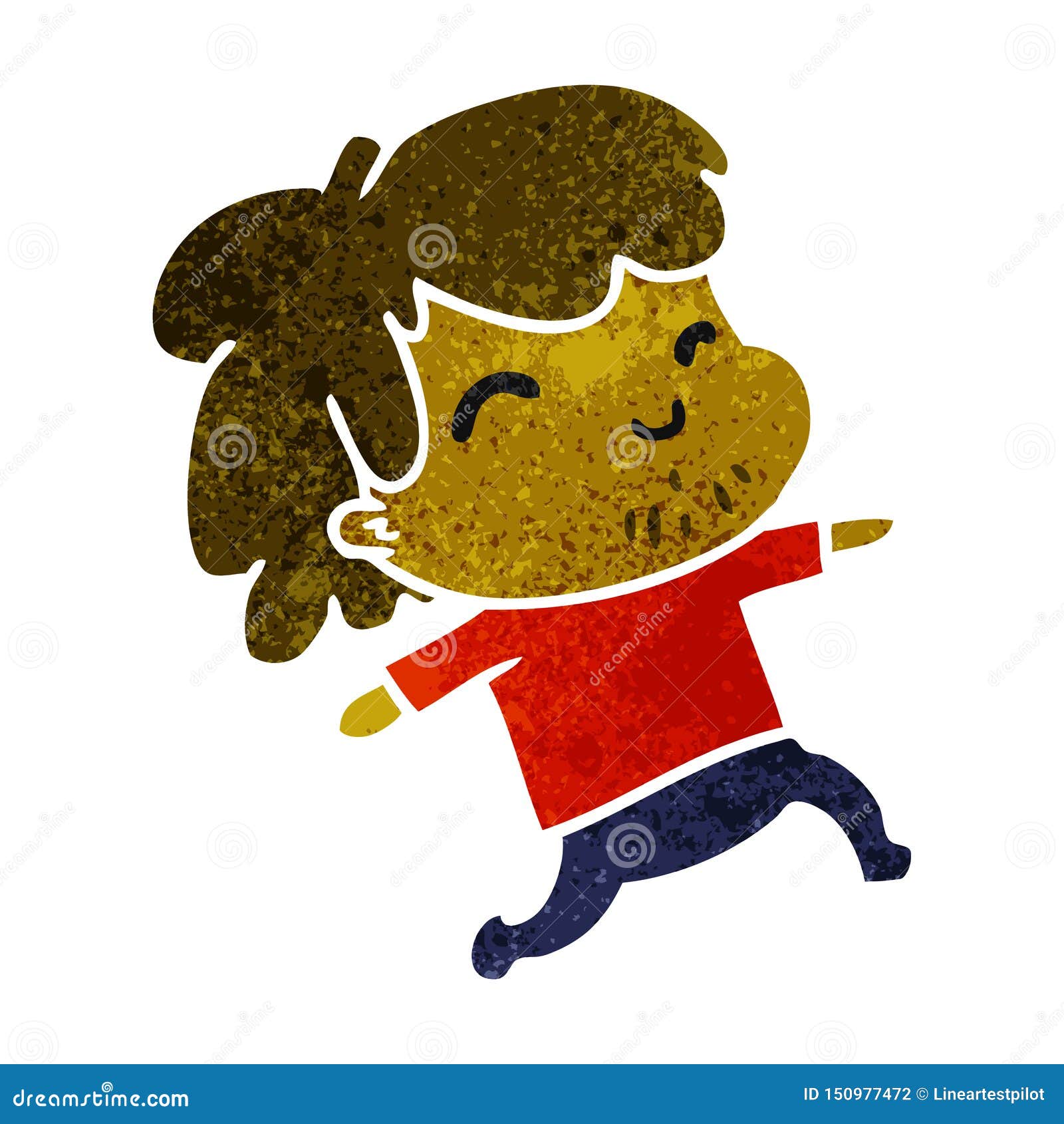 A Creative Retro Cartoon Kawaii Boy with Stubble Stock Vector ...