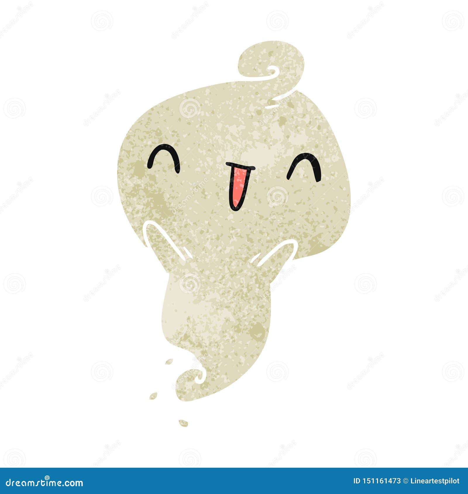A Creative Retro Cartoon Kawaii Cute Dead Ghost Stock Vector ...