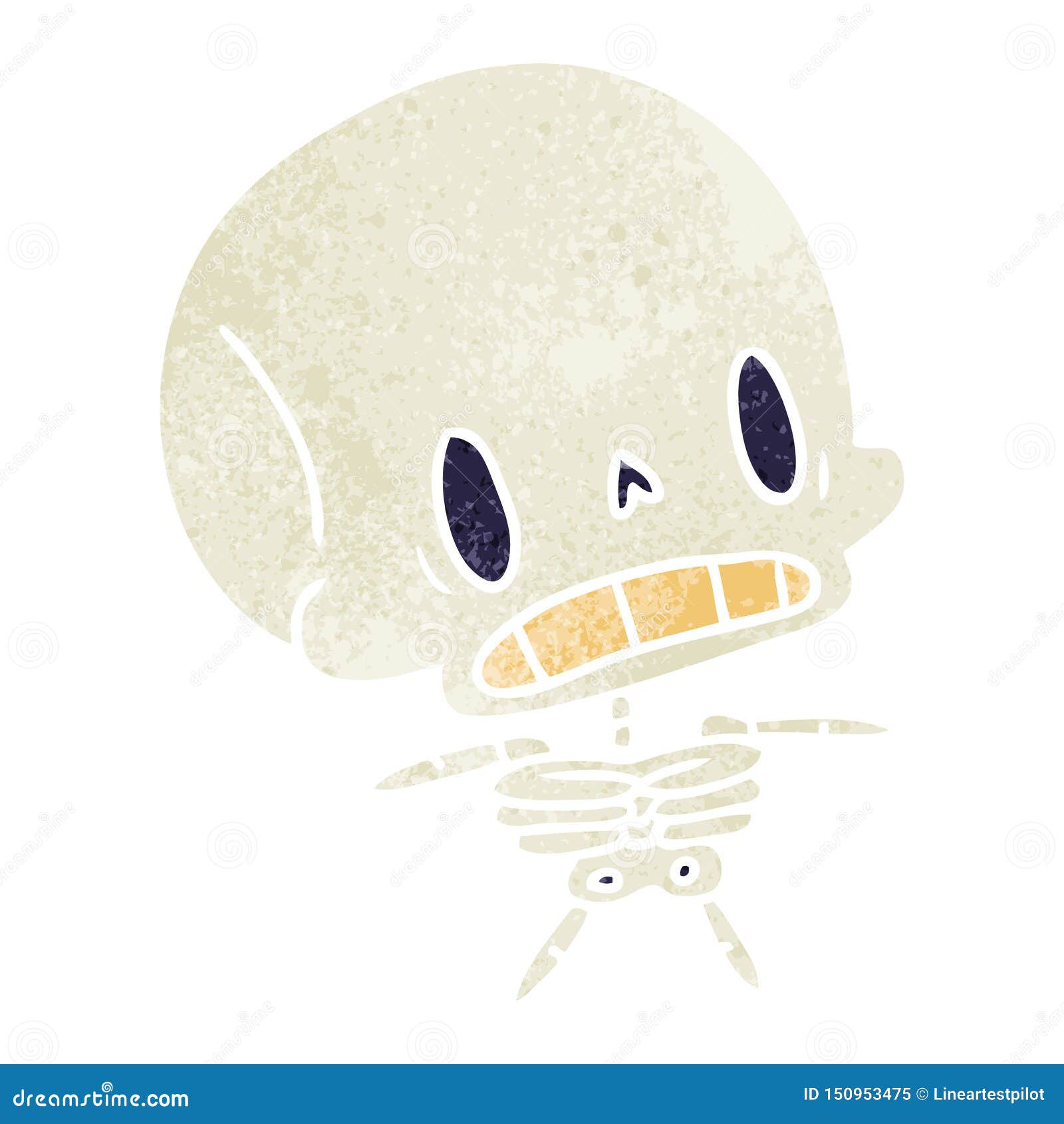 A Creative Retro Cartoon Kawaii Cute Dead Skeleton Stock Vector ...