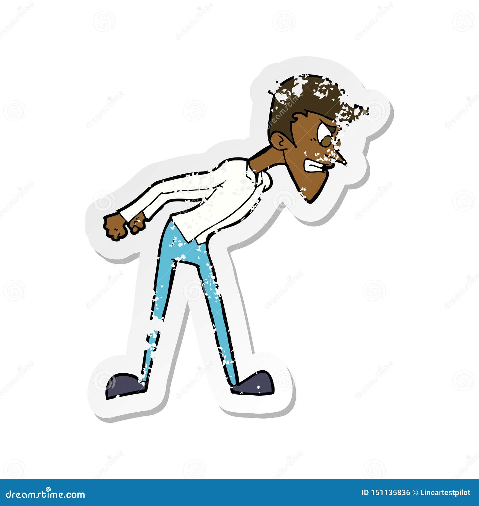 A Creative Retro Distressed Sticker of a Cartoon Angry Man Stock Vector ...