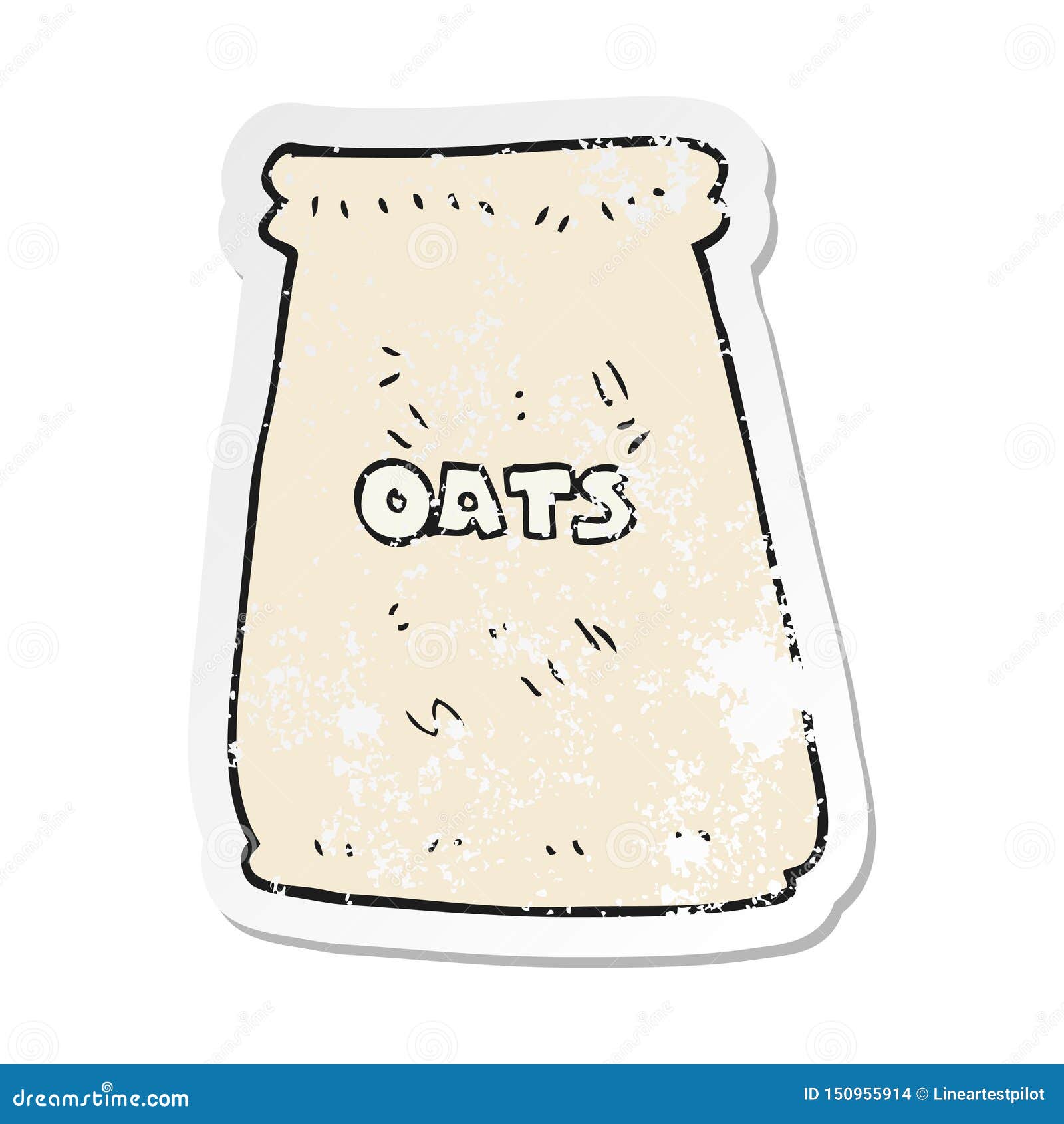 A Creative Retro Distressed Sticker of a Cartoon Bag of Oats Stock ...
