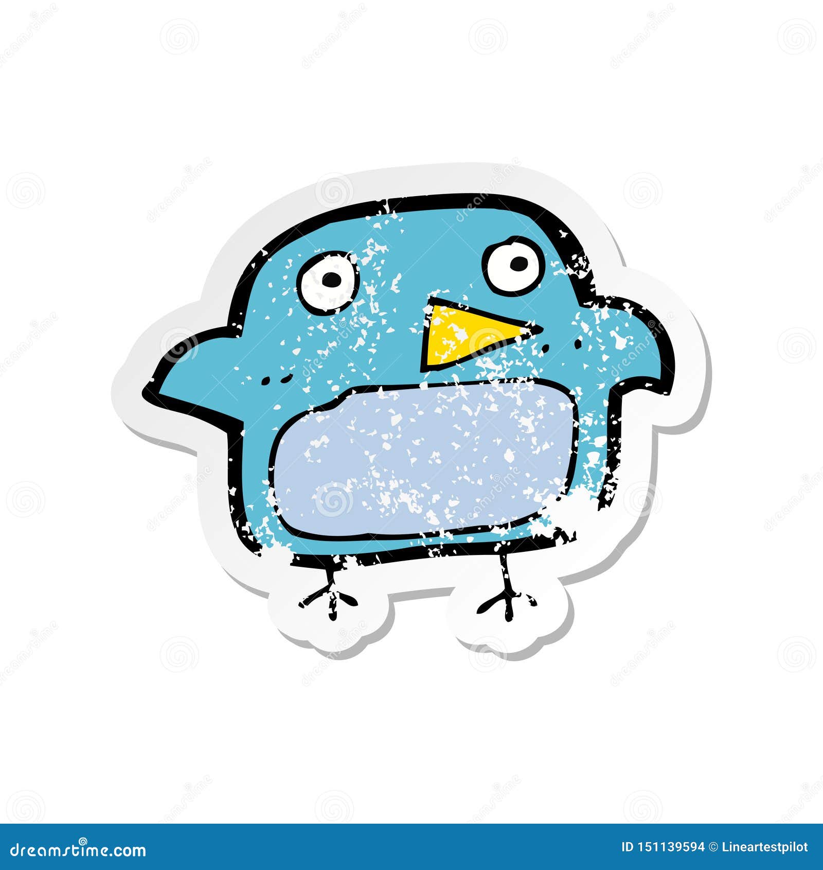 A Creative Retro Distressed Sticker of a Cartoon Bluebird Stock Vector ...