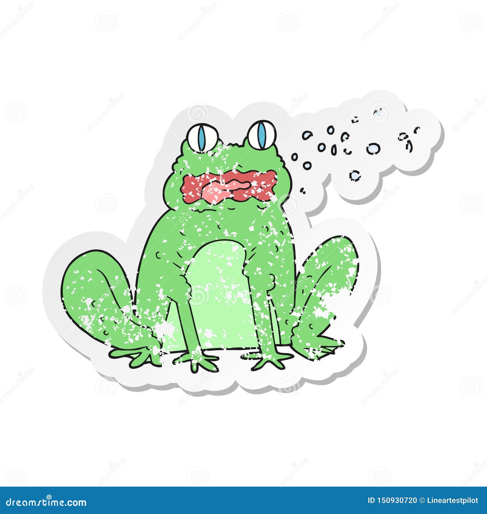 A Creative Retro Distressed Sticker of a Cartoon Burping Frog Stock ...