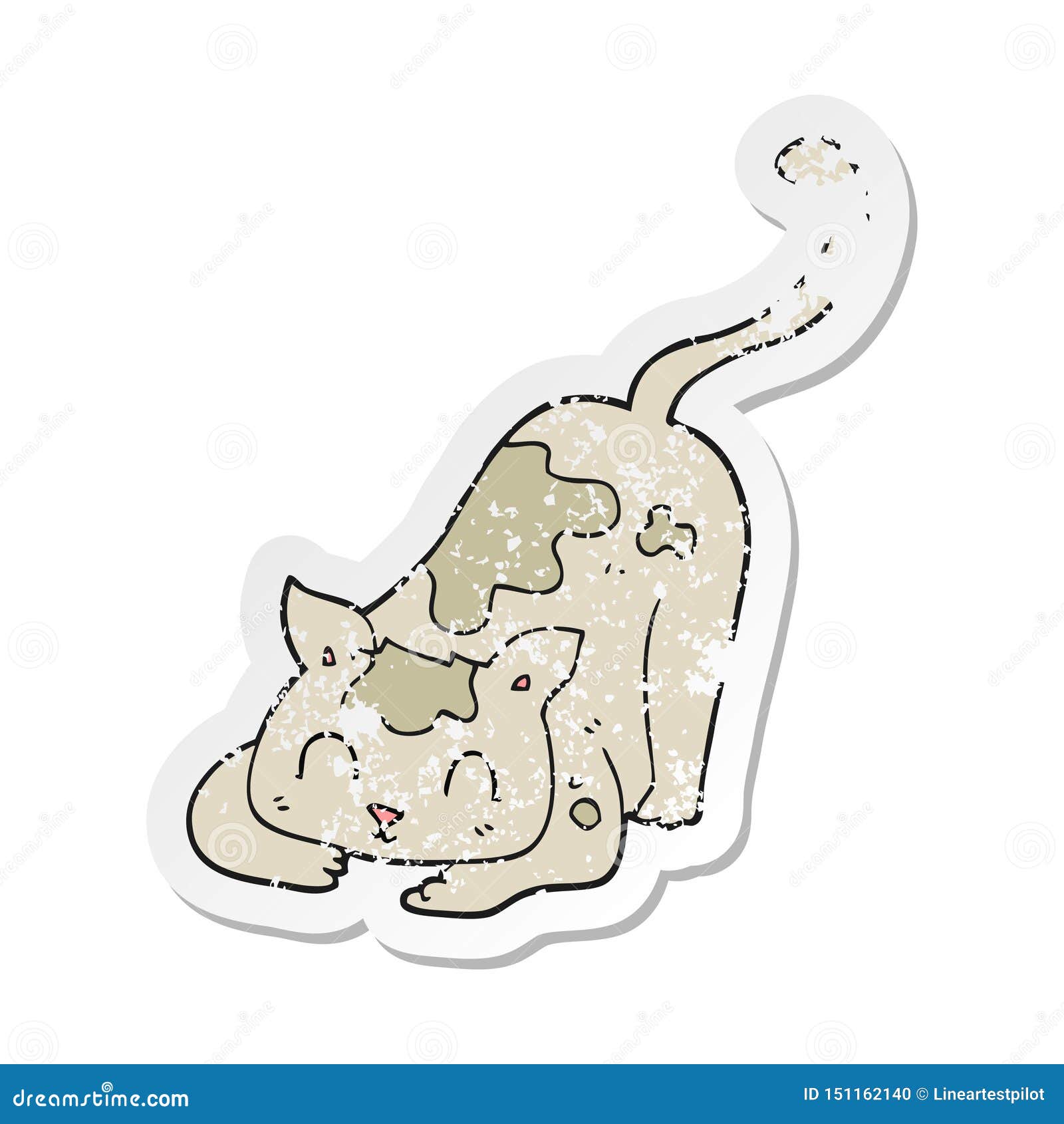 A Creative Retro Distressed Sticker of a Cartoon Cat Playing Stock ...