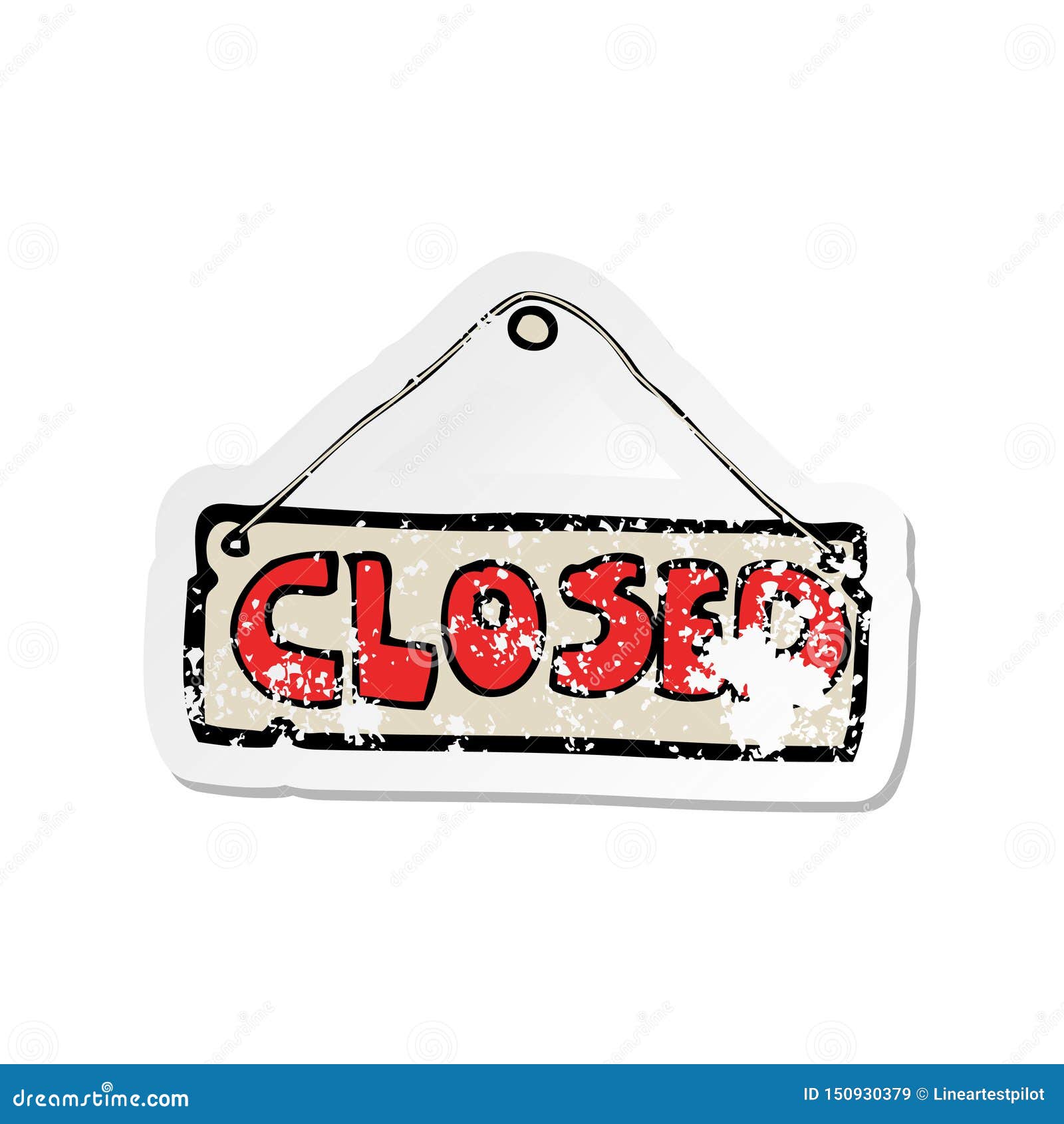 A Creative Retro Distressed Sticker of a Cartoon Closed Shop Sign Stock ...