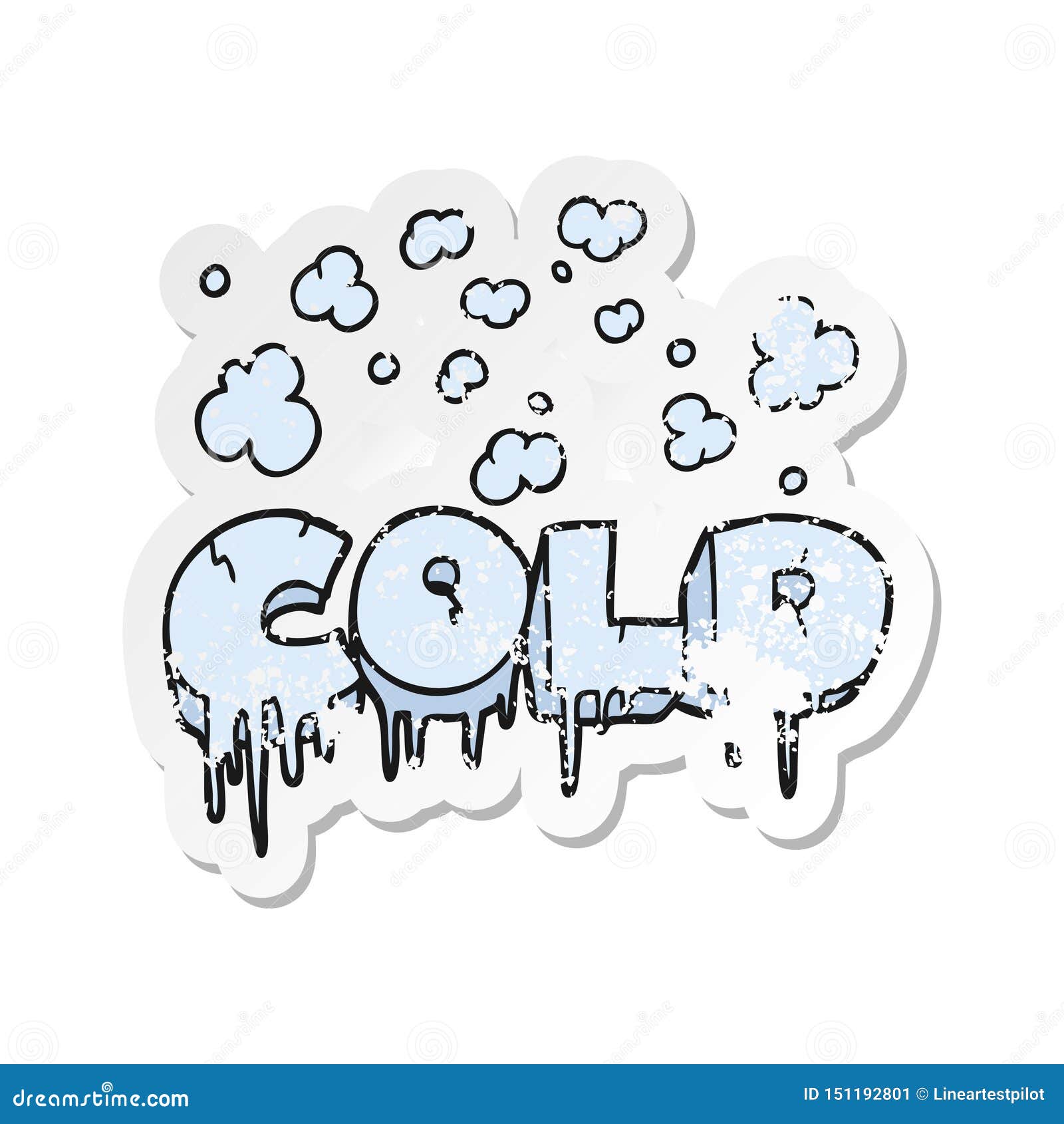 A Creative Retro Distressed Sticker of a Cartoon Cold Text Symbol Stock ...