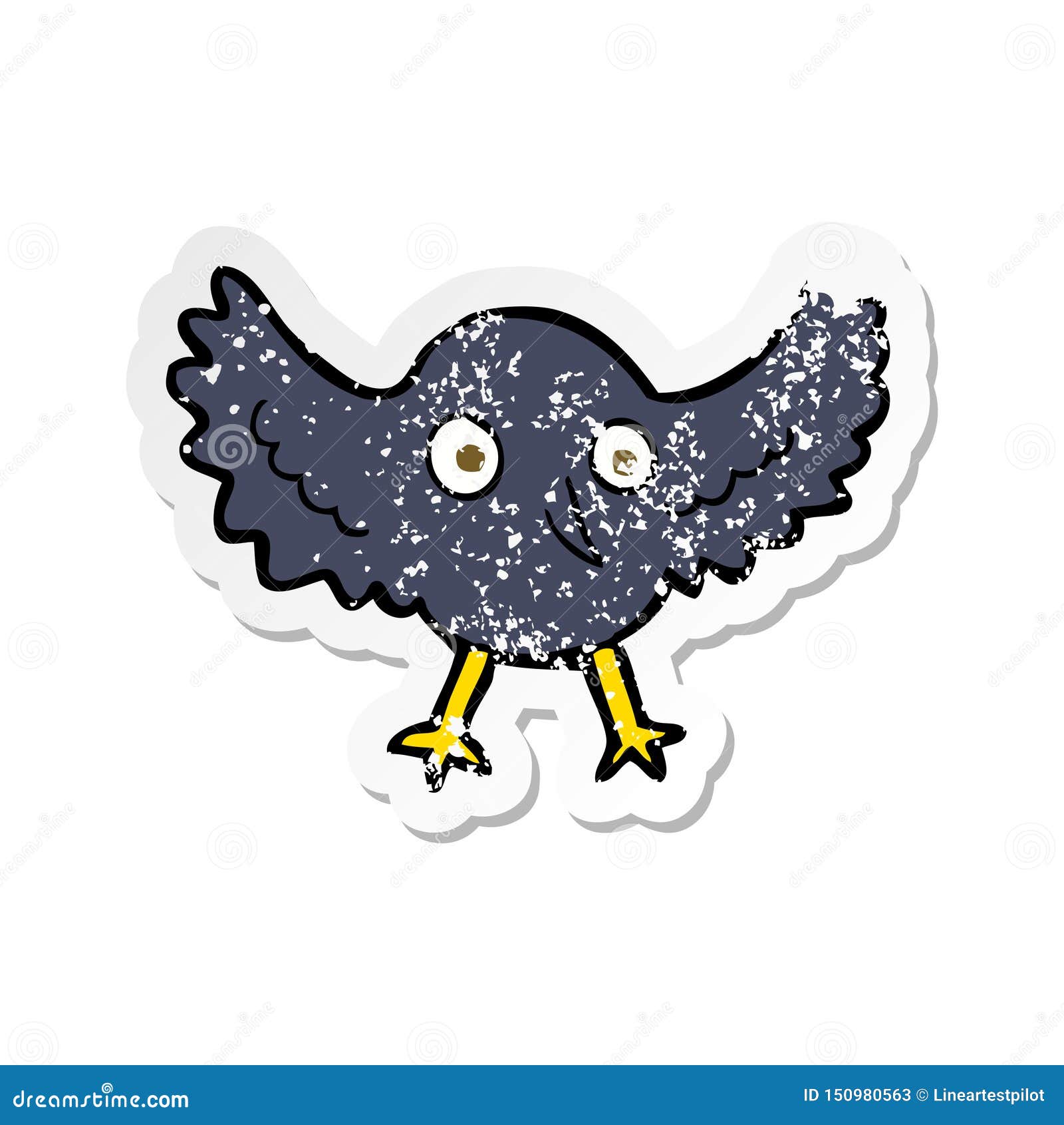 A Creative Retro Distressed Sticker of a Cartoon Crow Stock Vector ...