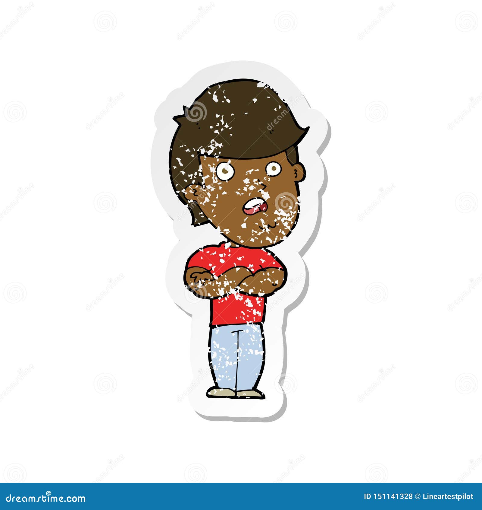 A Creative Retro Distressed Sticker of a Cartoon Dissapointed Man Stock ...