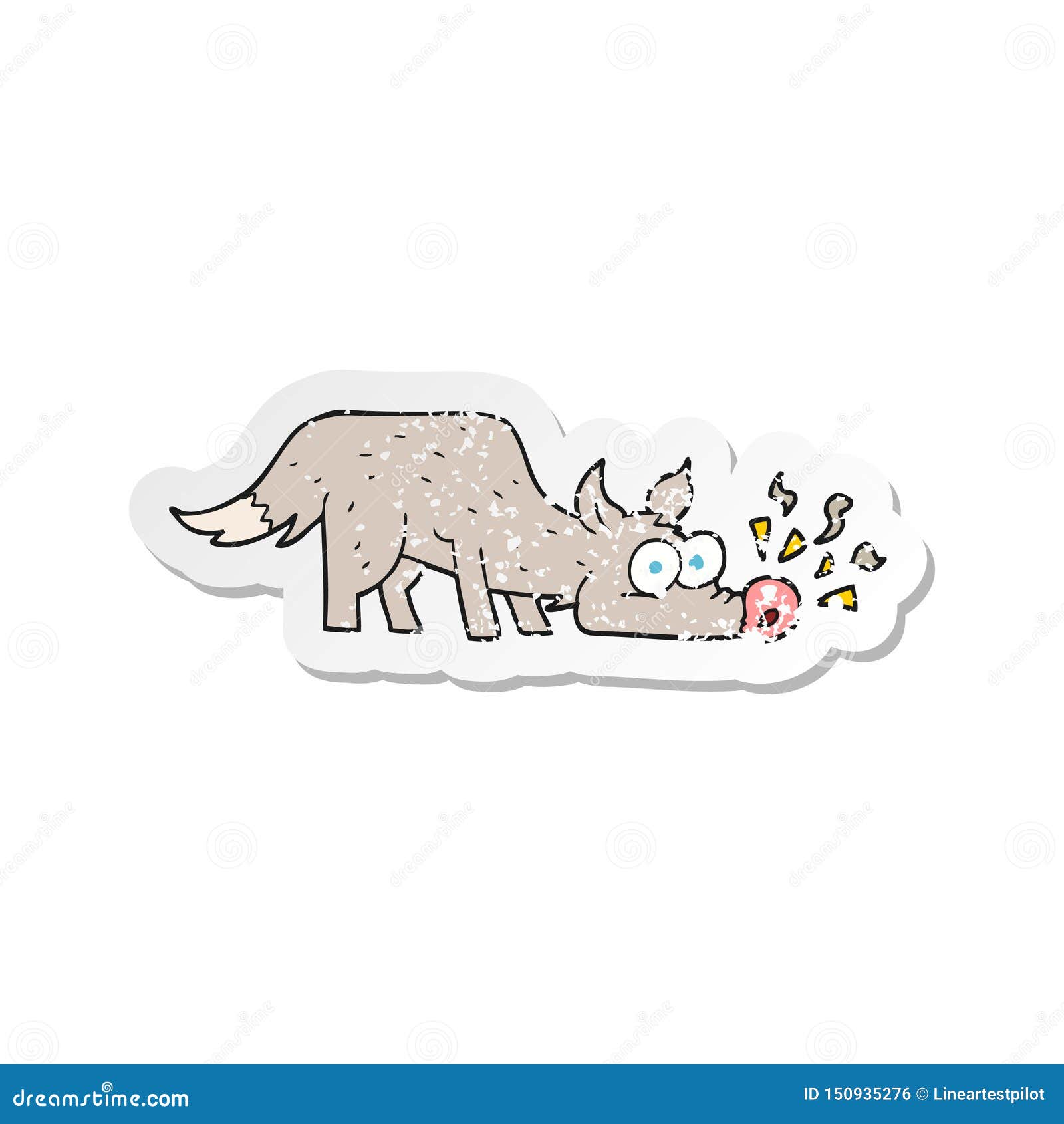 A Creative Retro Distressed Sticker of a Cartoon Dog Sniffing Stock ...