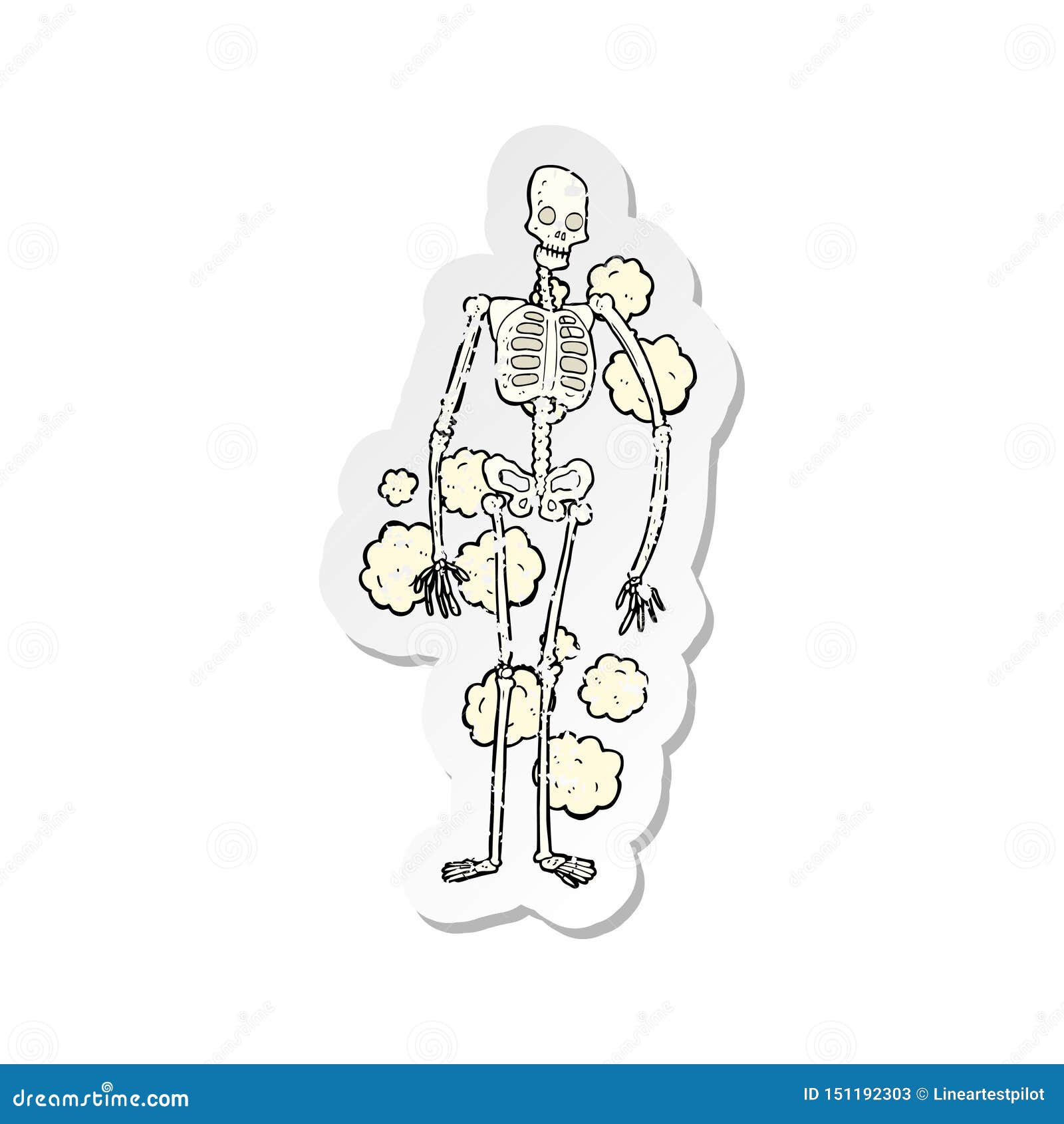 A Creative Retro Distressed Sticker of a Cartoon Dusty Old Skeleton ...