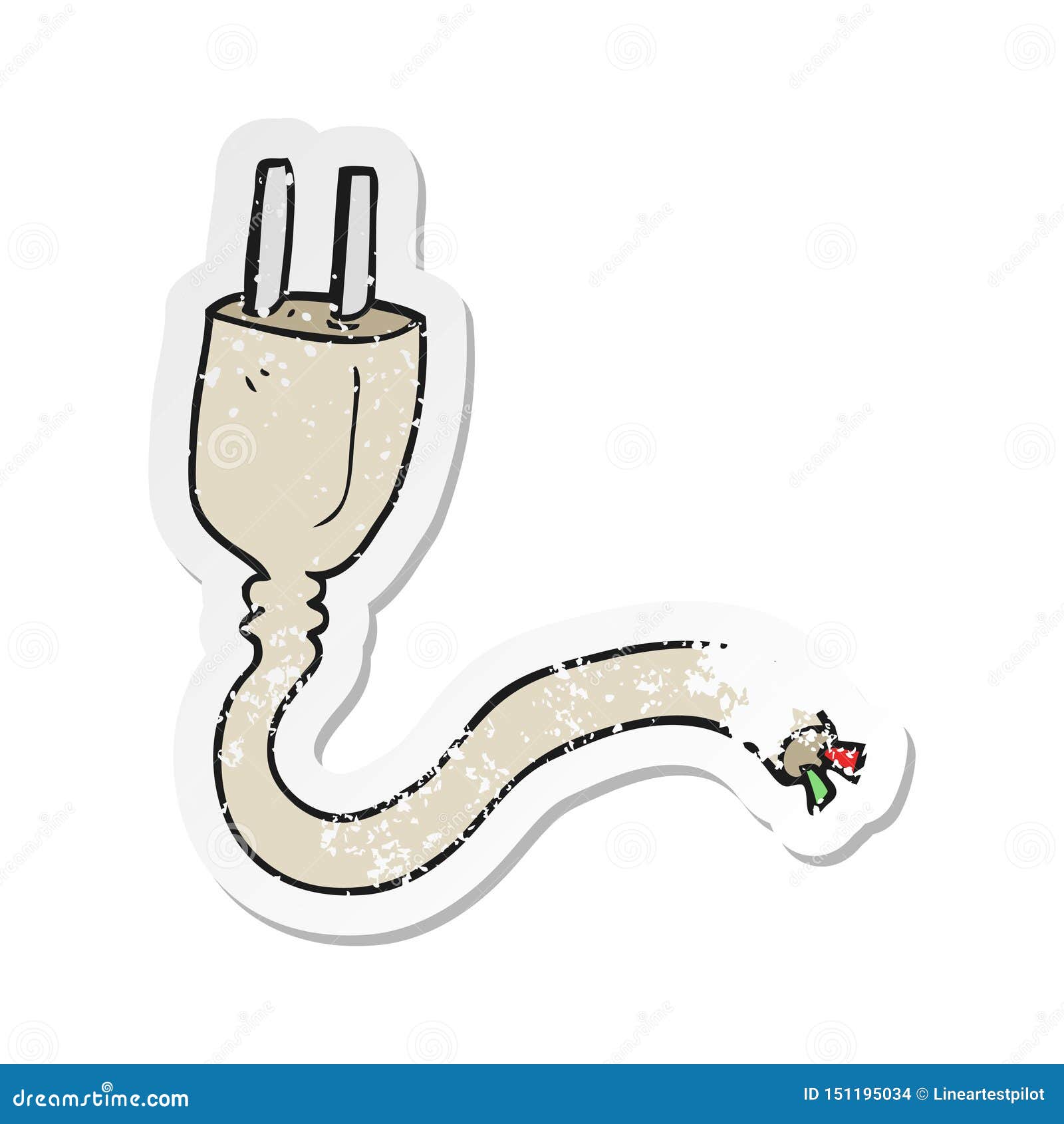 A Creative Retro Distressed Sticker of a Cartoon Electrical Plug Stock ...