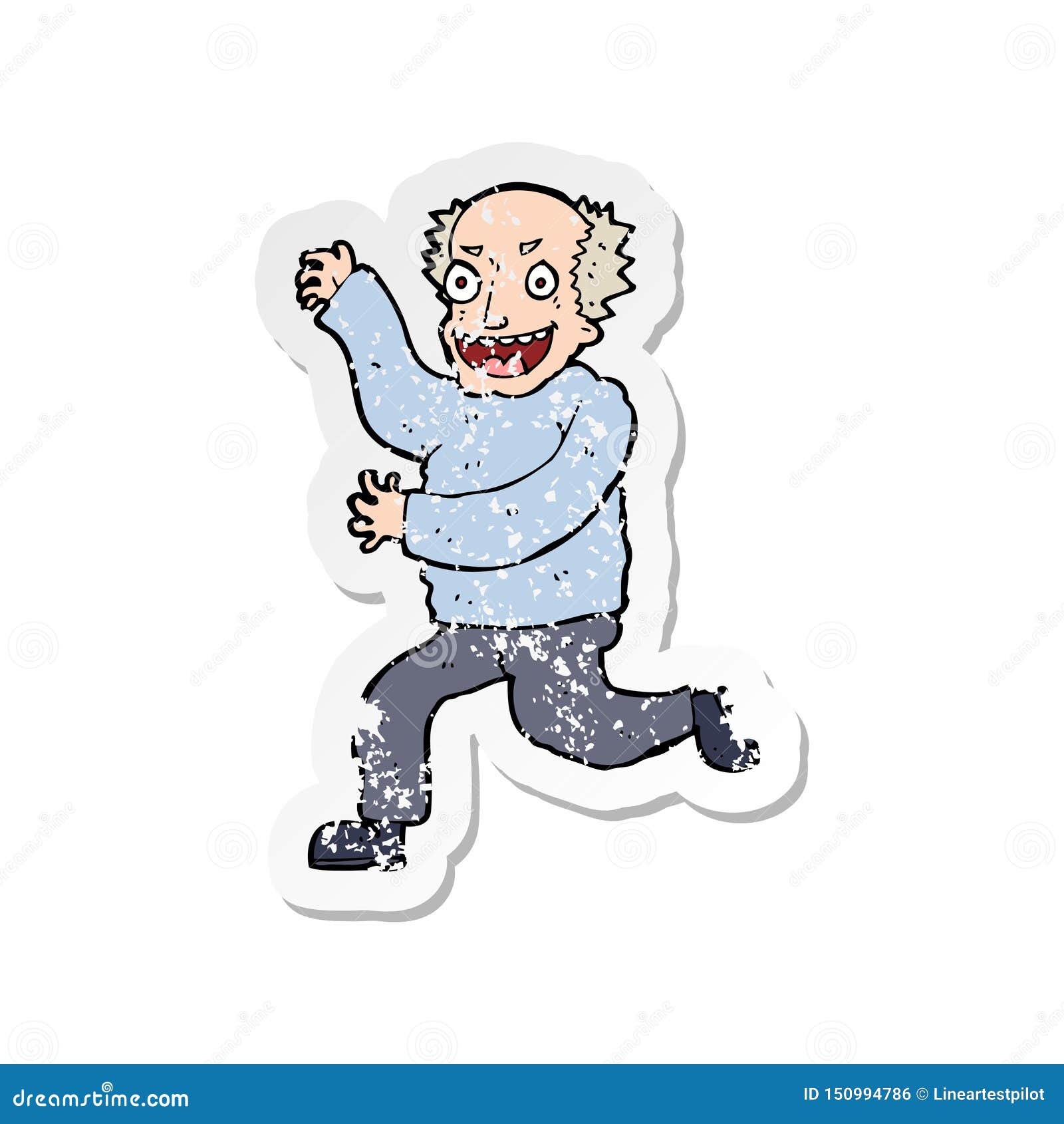 A Creative Retro Distressed Sticker of a Cartoon Evil Old Man Stock ...